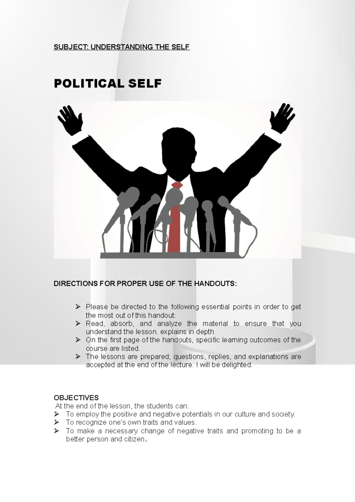Political Self & Identity Insights - UTS Handouts - Studocu