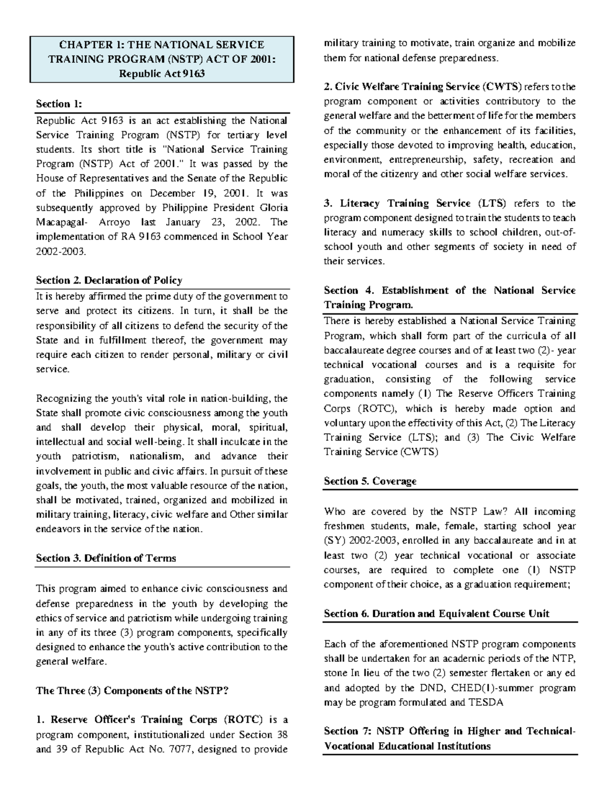 NSTP-1 Reviewer: Understanding the National Service Training Program ...
