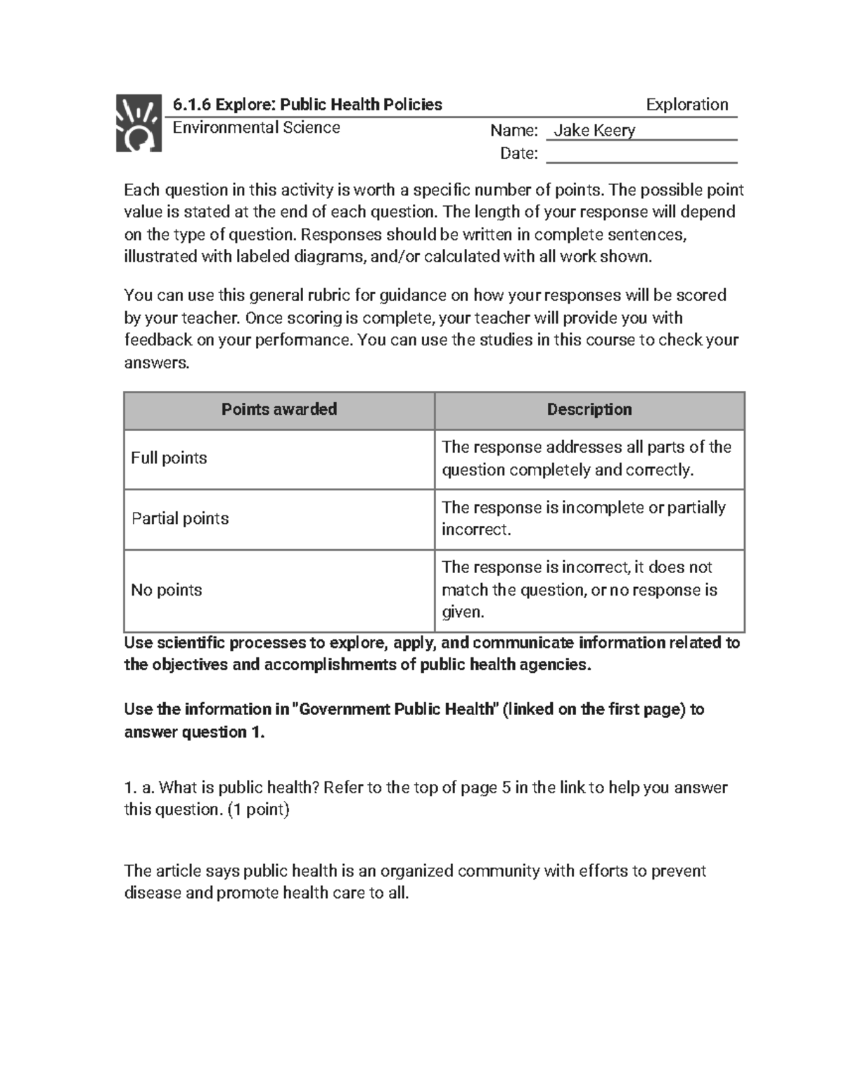 6.1.6 Explore: Public Health Policies in Environmental Science - Studocu