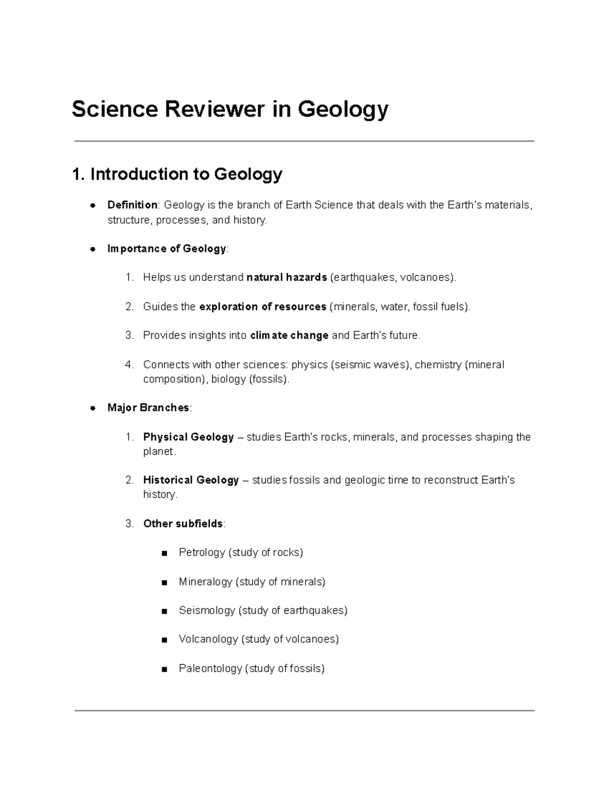 Geology 1: Comprehensive Science Reviewer for Earth Processes and ...