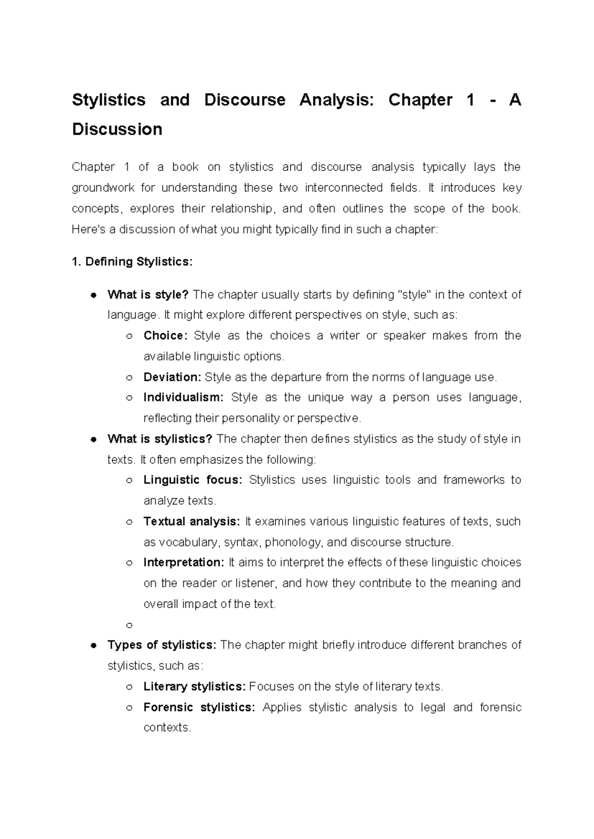 BSEE110- Chapter 01 - Stylistics and Discourse Analysis: Chapter 1 - A ...