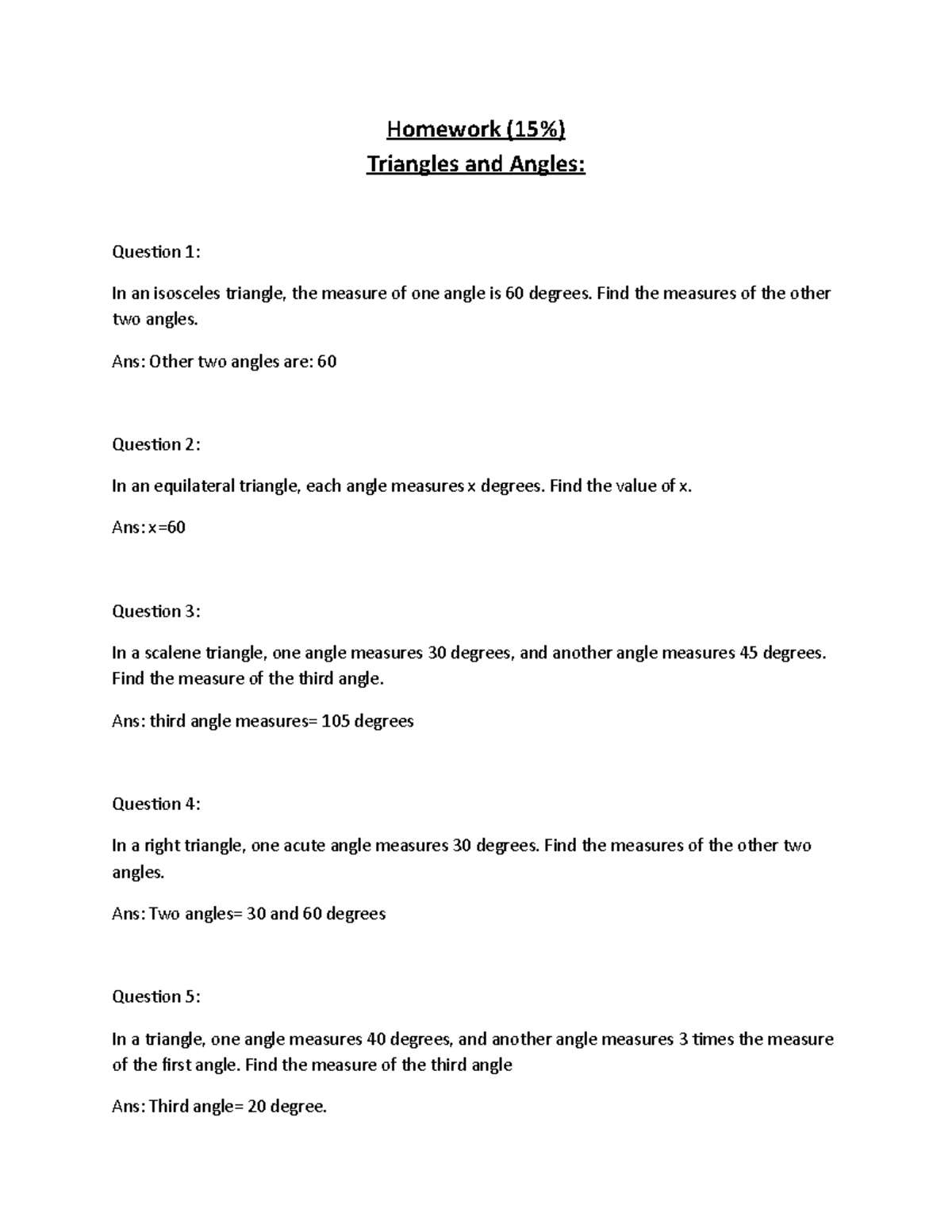 Assignment 1 - Triangles and Angles Solutions (Math 101) - Studocu