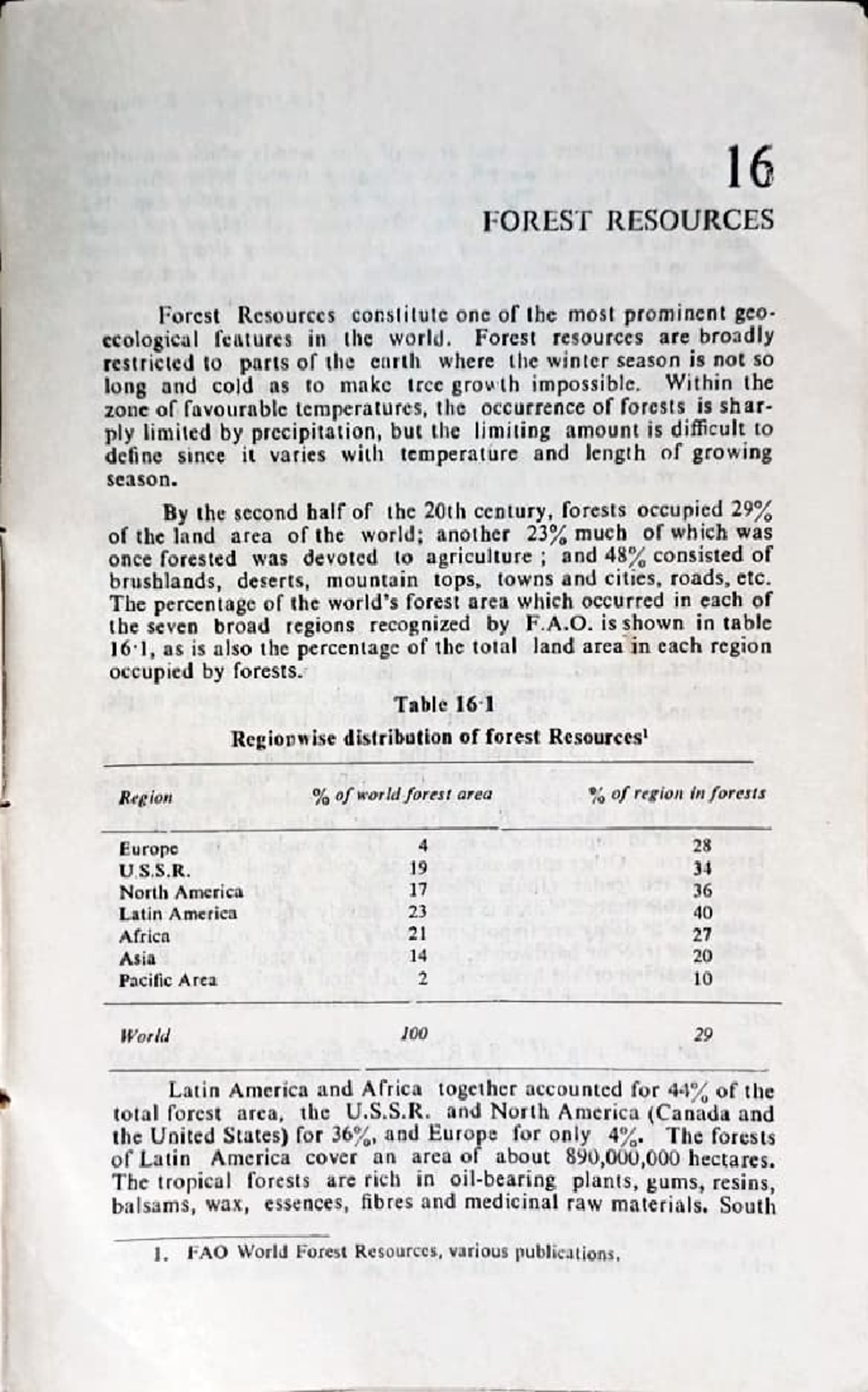 16 FOREST RESOURCES: Overview of Global Forest Types and Distribution ...