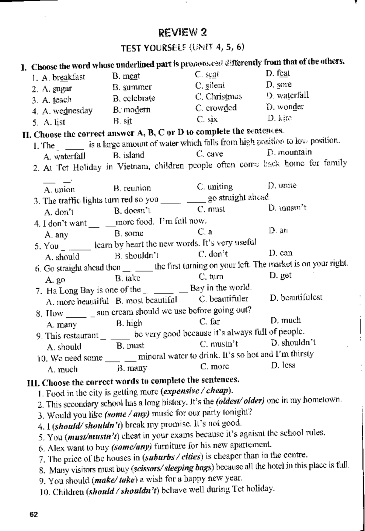 Test - Unit 4, 5, 6 - Review and Self-Assessment - Studocu