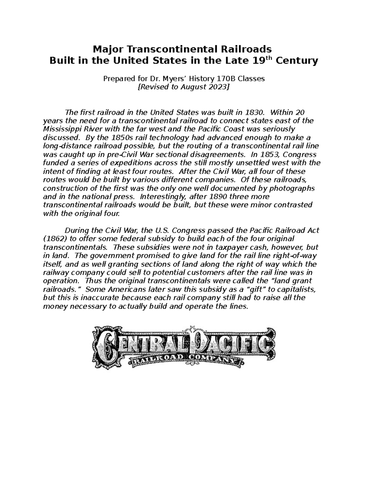 Major Transcontinental Railroads in 19th Century USA: A Historical ...