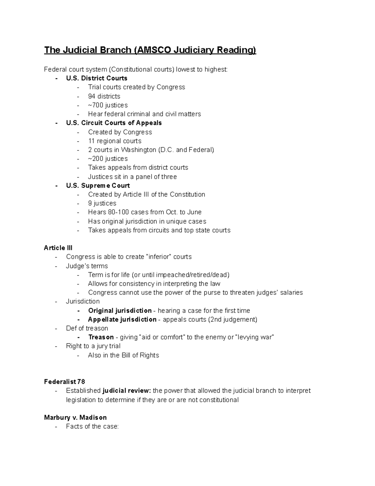 Judicial Branch AMSCO - AP Gov Unit 2 Notes - Studocu