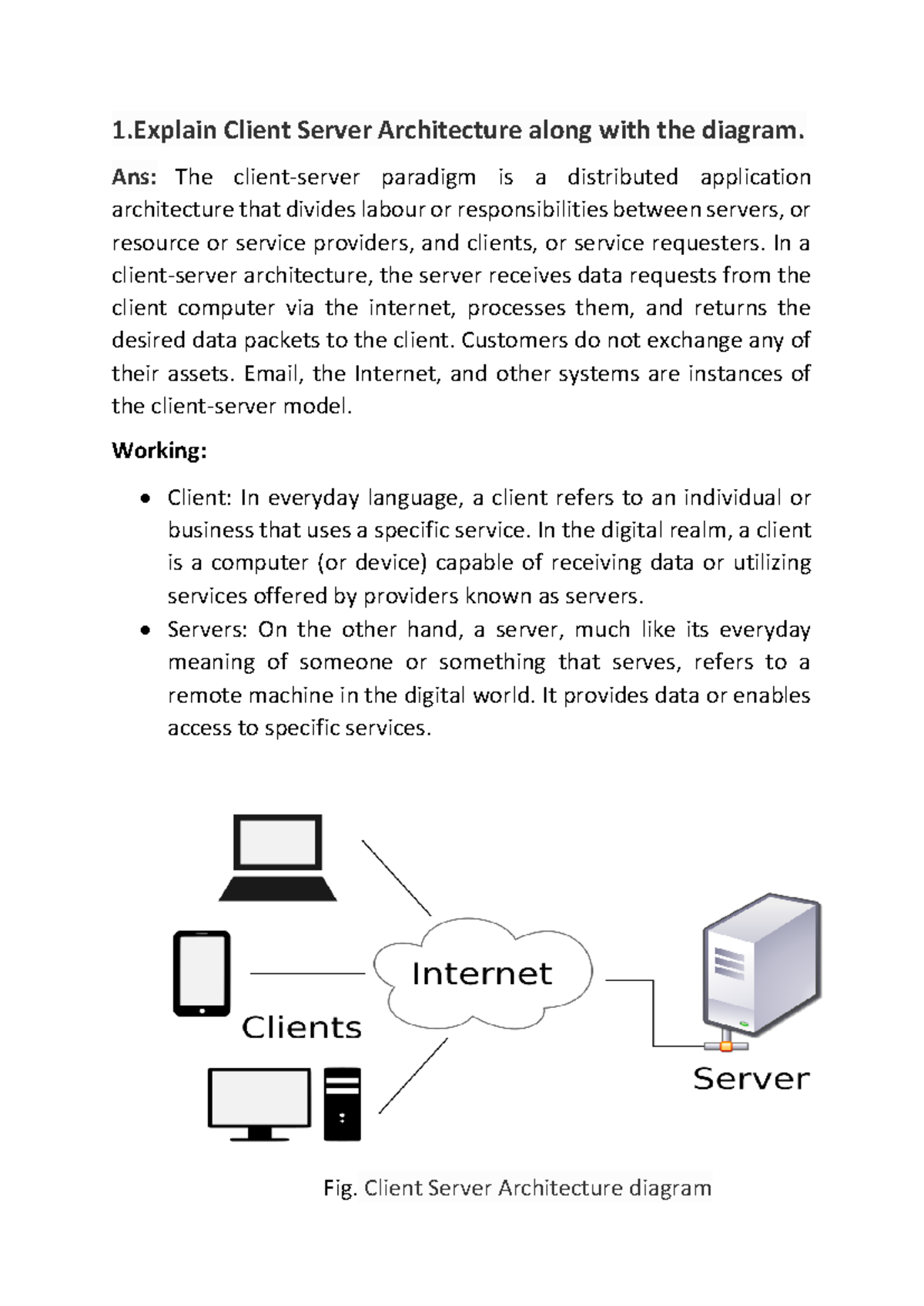 Client-Server Architecture Overview and Diagram Explanation - Studocu