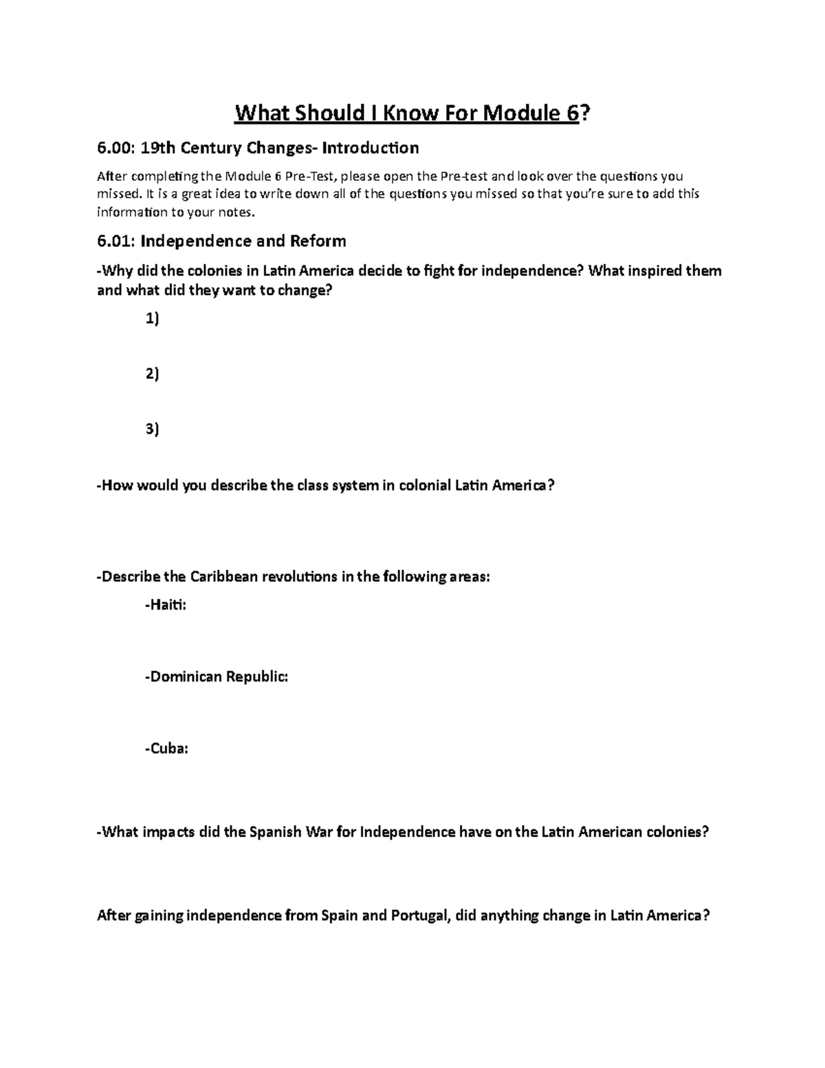 Module 6Study Guide.rtf - 6: 19th Century Changes- IntroductionWhat ...