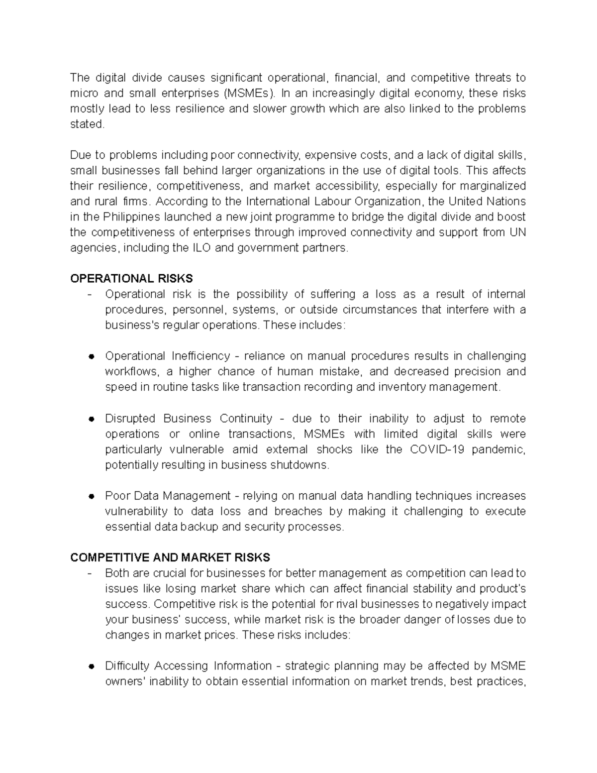 MSMEs and the Digital Divide: Operational & Competitive Risks Analysis ...