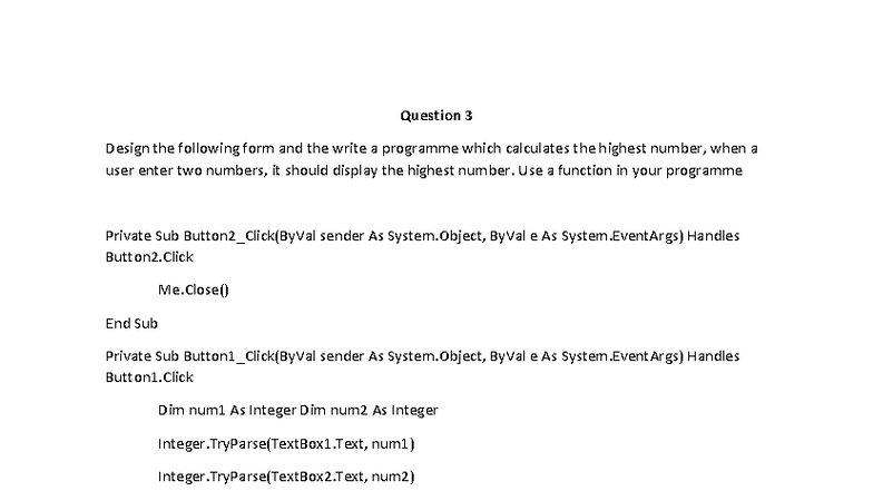 Practical Exercise - Form Design & Program Logic for CS101 - Studocu