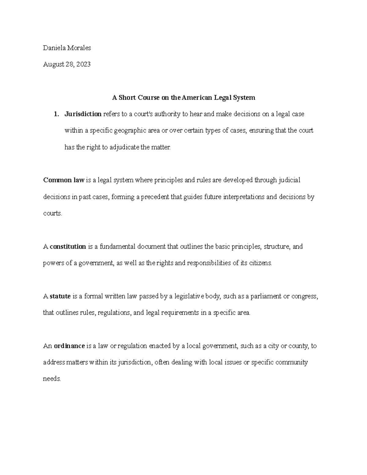 MMC4200 Activity #1: Overview of the American Legal System - Studocu