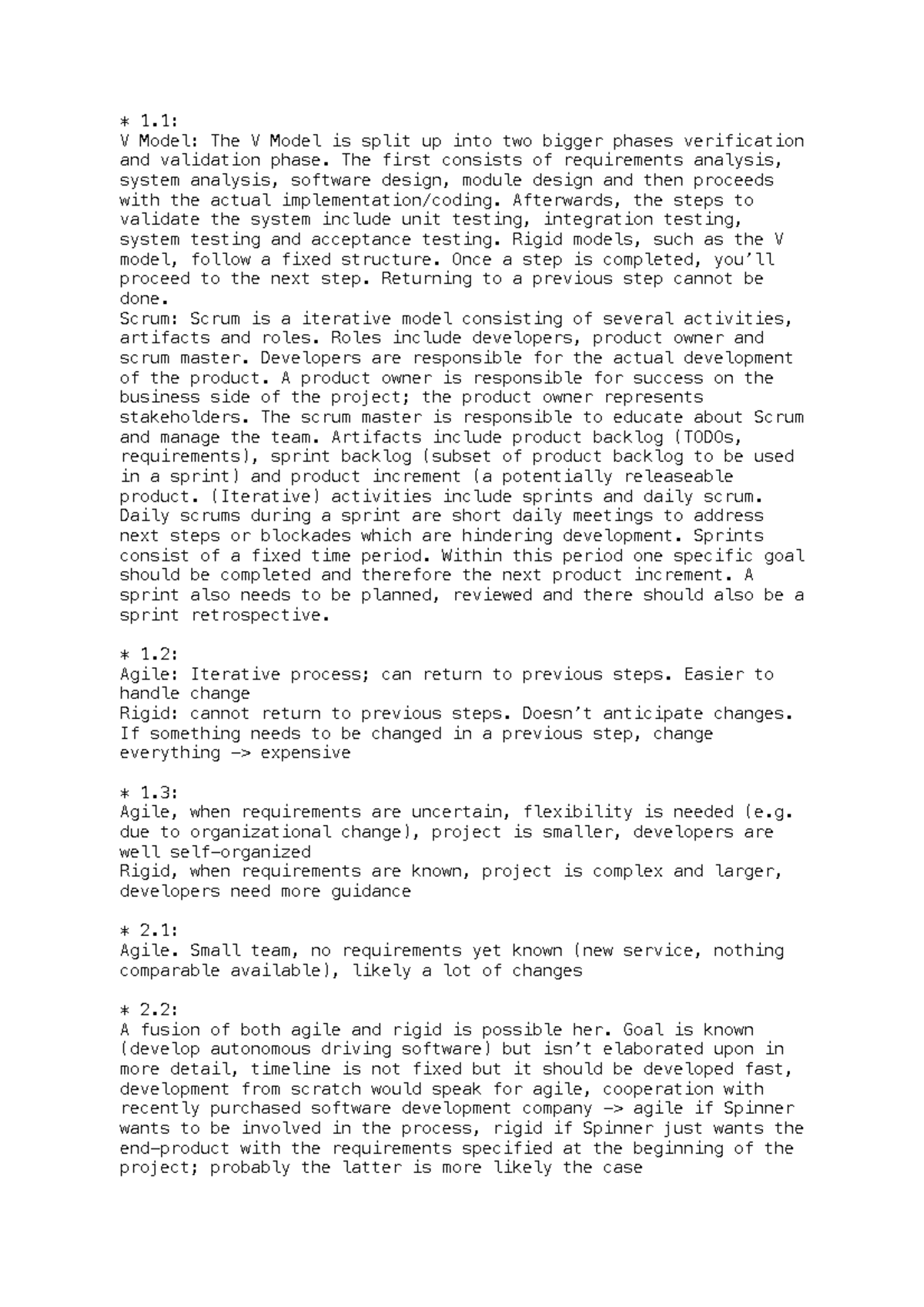 Exercise Sheet 02: V Model vs. Scrum & Agile Methodologies - Studocu