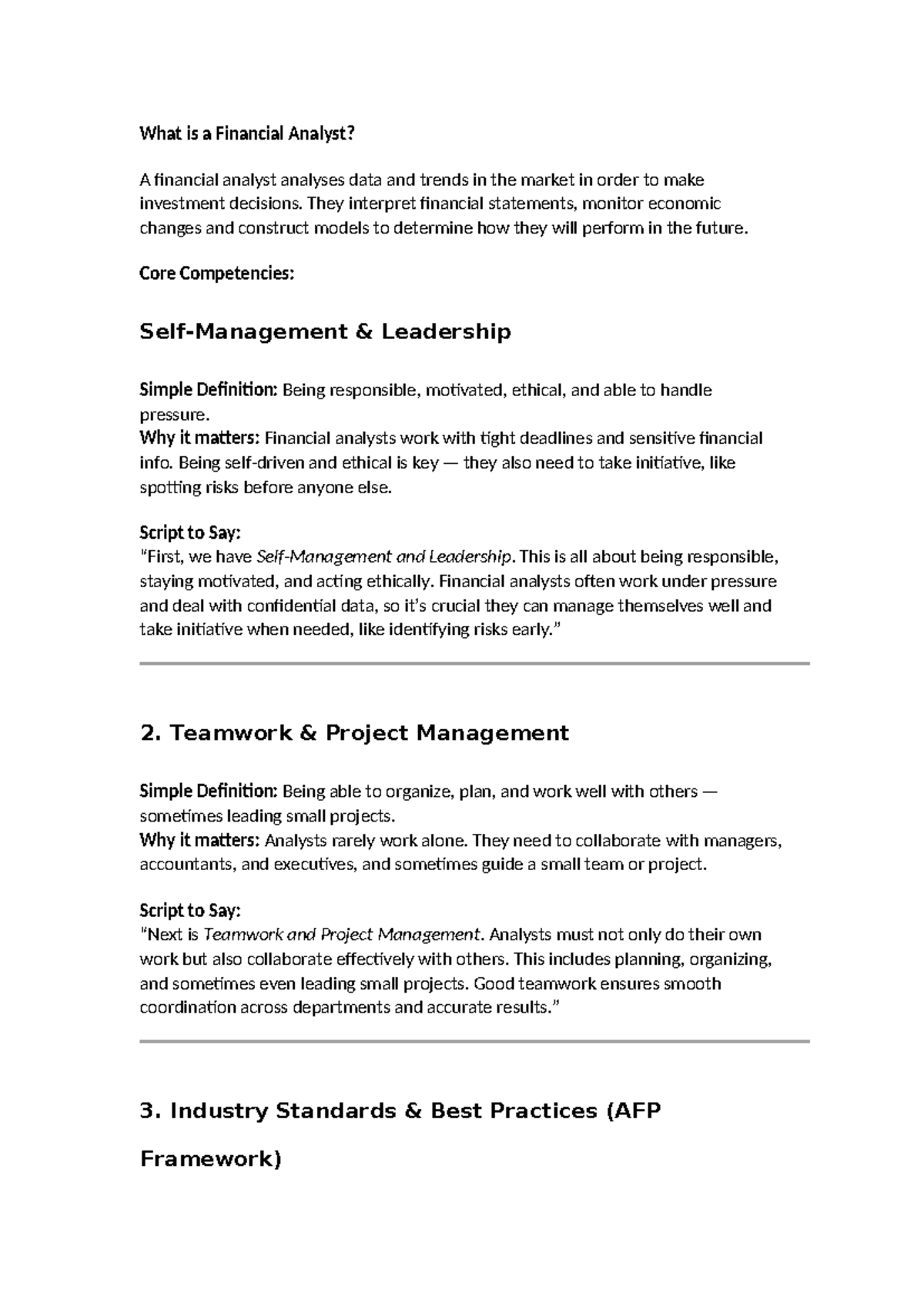 Financial Analyst Competencies: Notes for IPS Presentation - Studocu