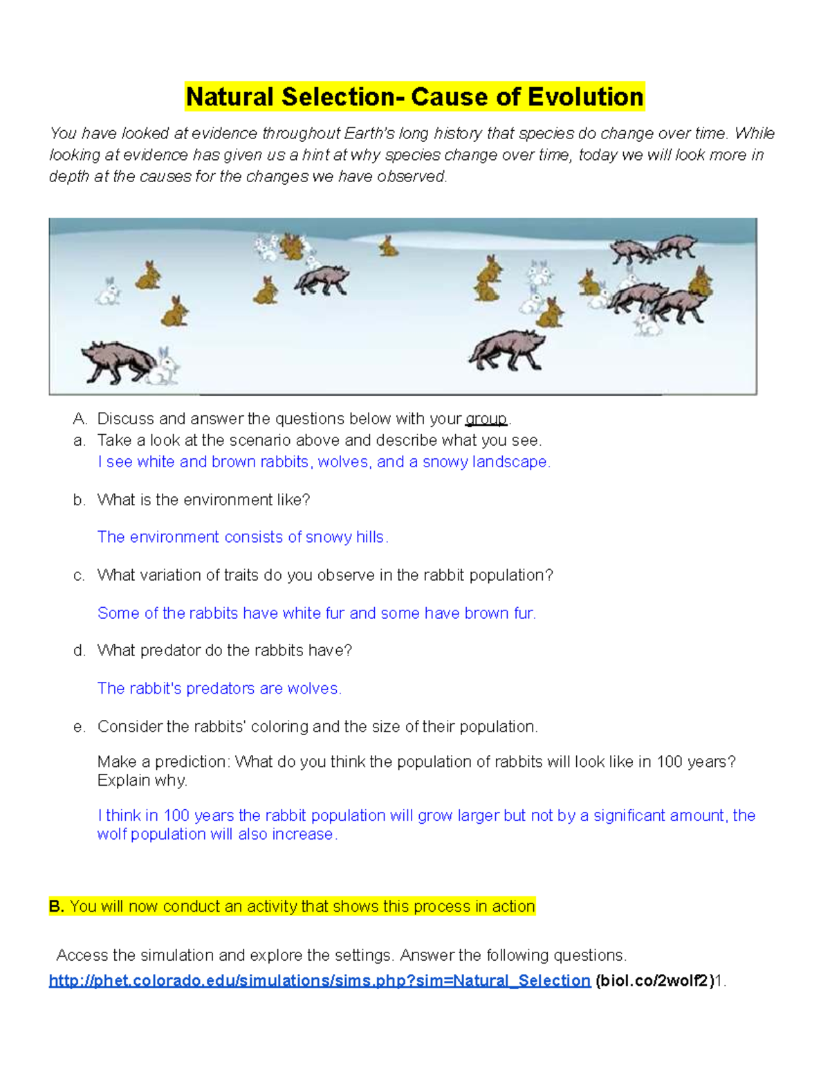 Natural Selection Simulation: Understanding Evolutionary Causes - Studocu