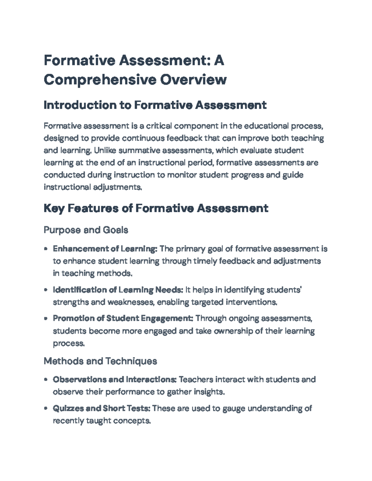 Formative Assessment: Comprehensive Overview & Implementation Guide - Studocu