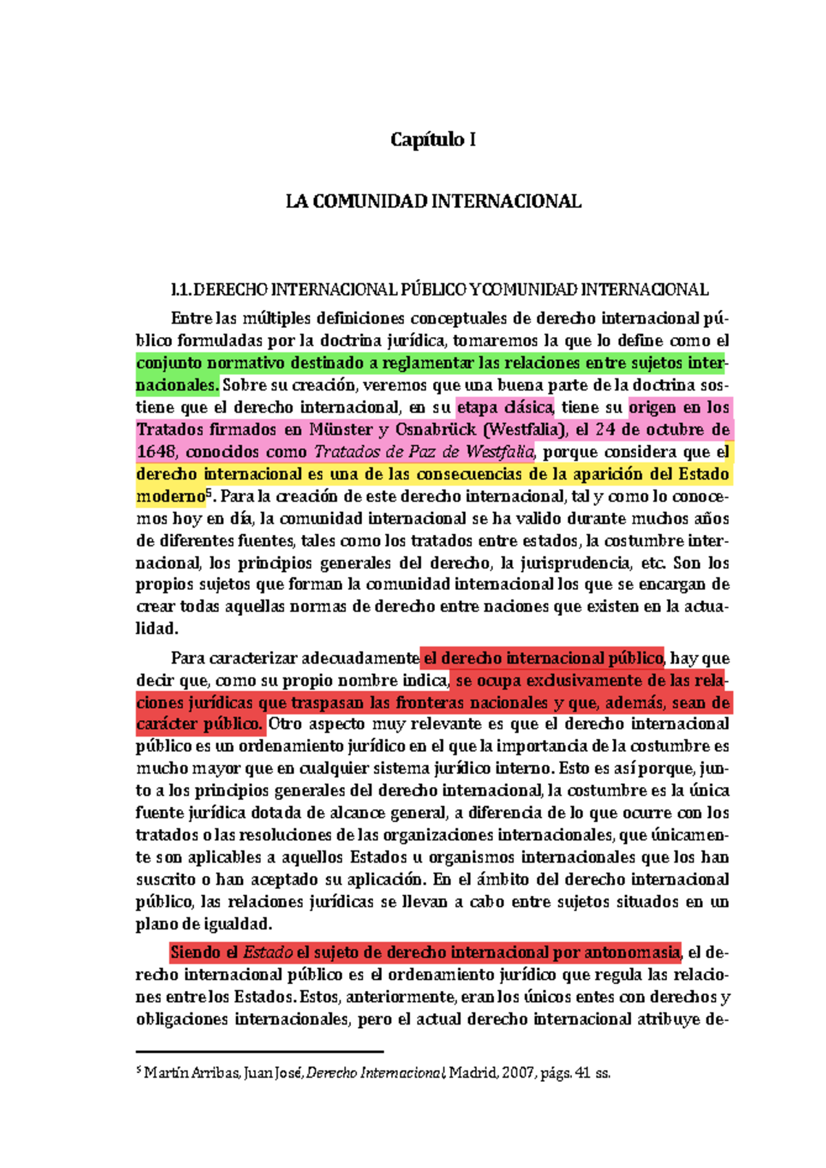 Capítulo I: Derecho Internacional Público y la Comunidad Internacional (L2 U1) - Studocu