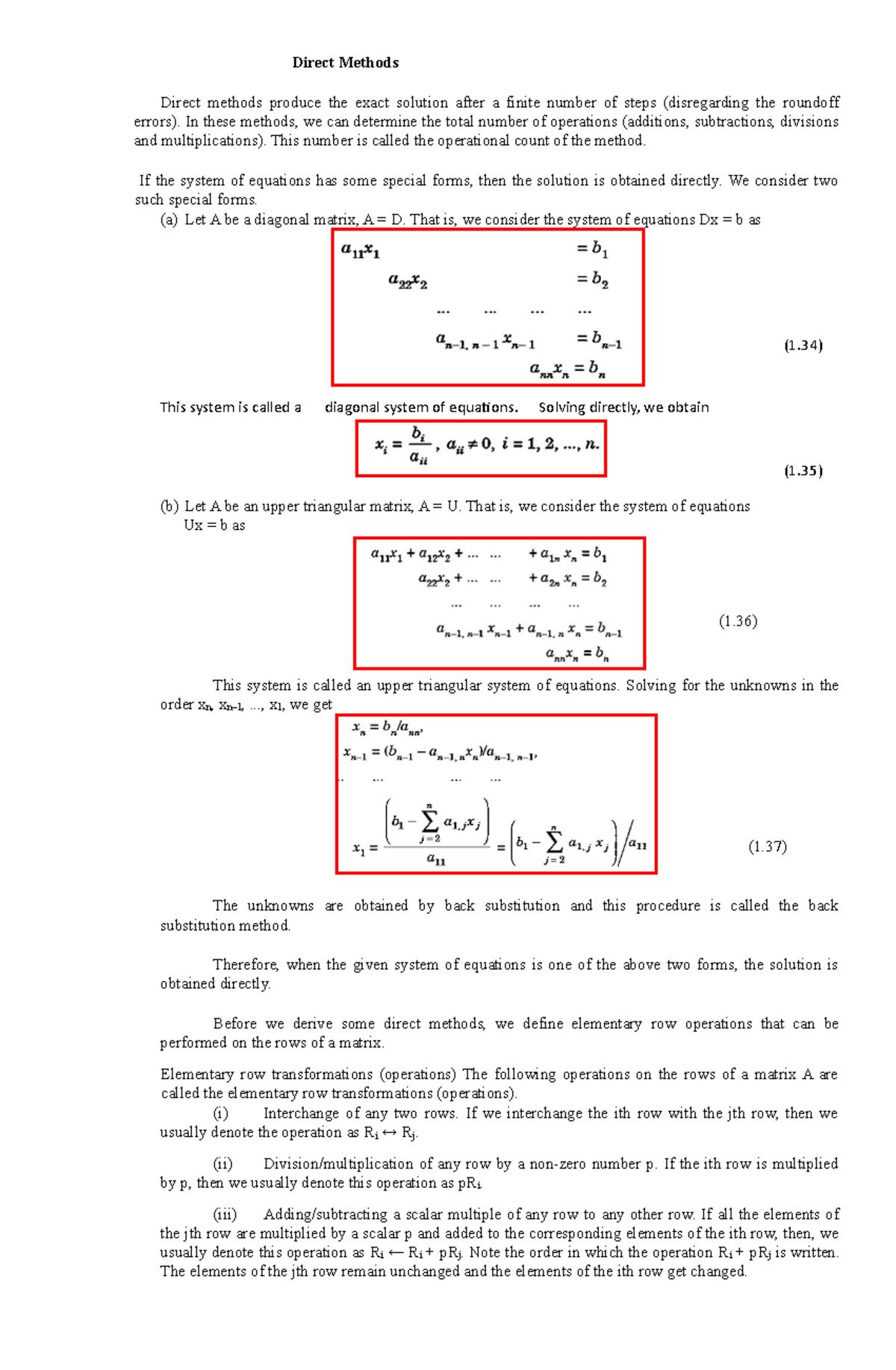 Direct Methods for Solving Linear Systems: Gauss Elimination & More ...