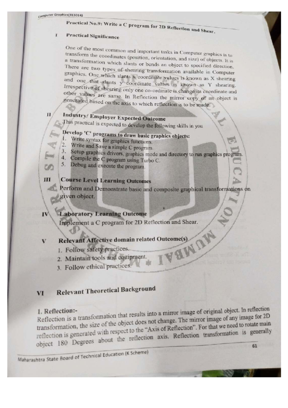Computer Graphics (313014) Practical No.9: C Program for 2D Reflection & Shear - Studocu