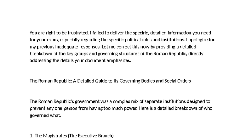 Roman Republic: Key Institutions and Political Dynamics (HIST 101 ...