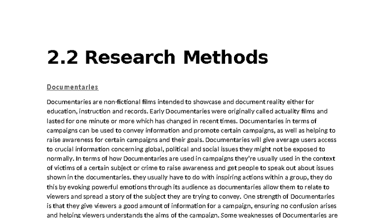 2.2 Research Methods: Documentaries & Blogs in Criminology - Studocu