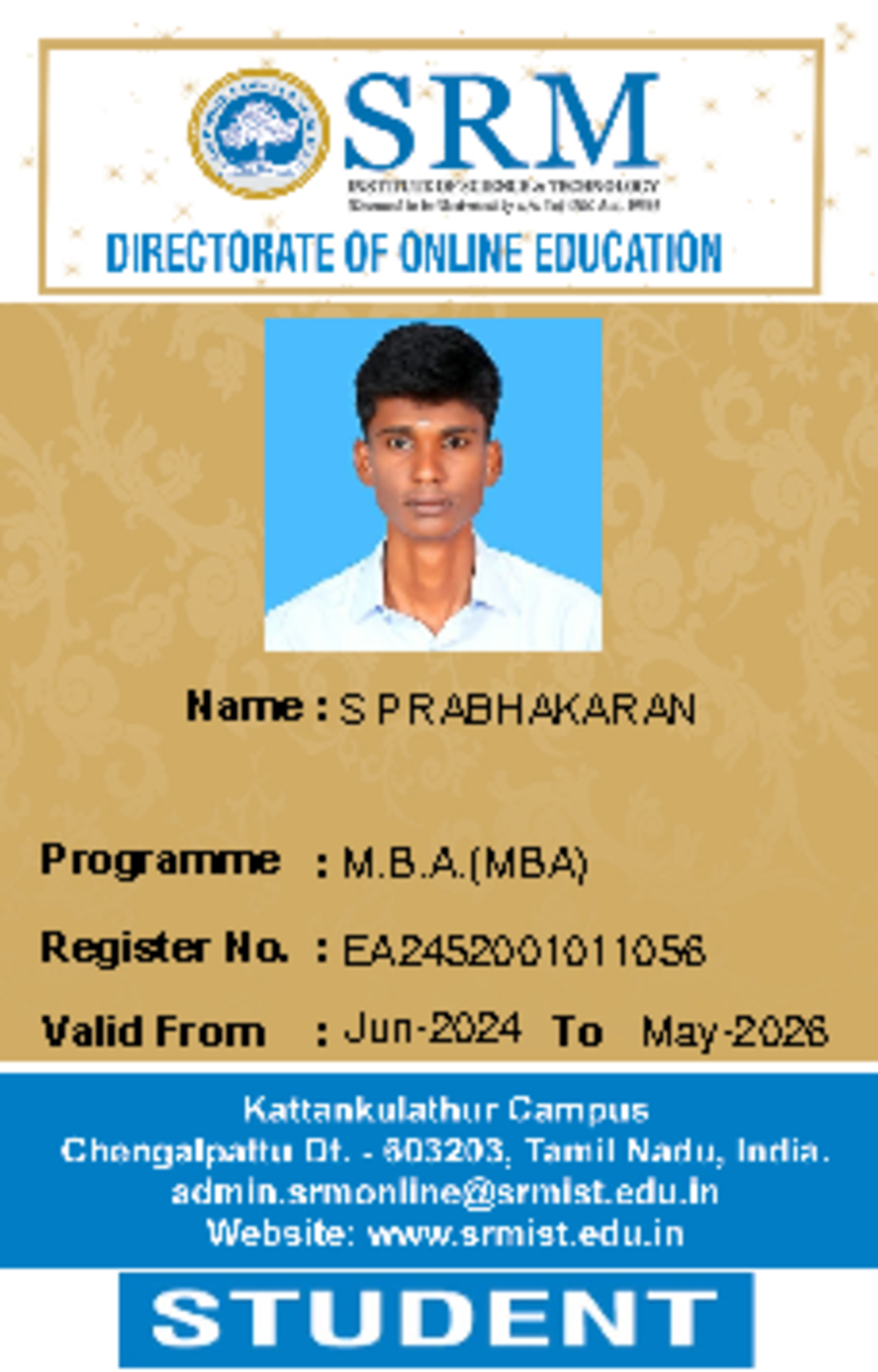 Student Id Card Print - ID CARD - Master of Business Administration ...
