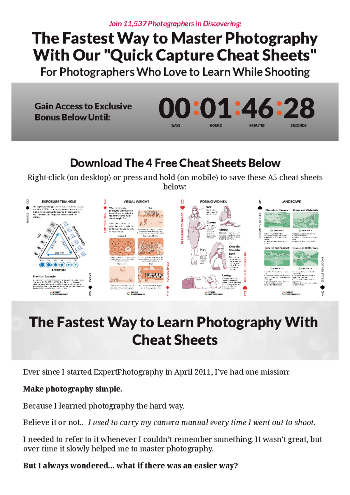 Quick Capture Cheat Sheets for Mastering Photography - Free Sample ...