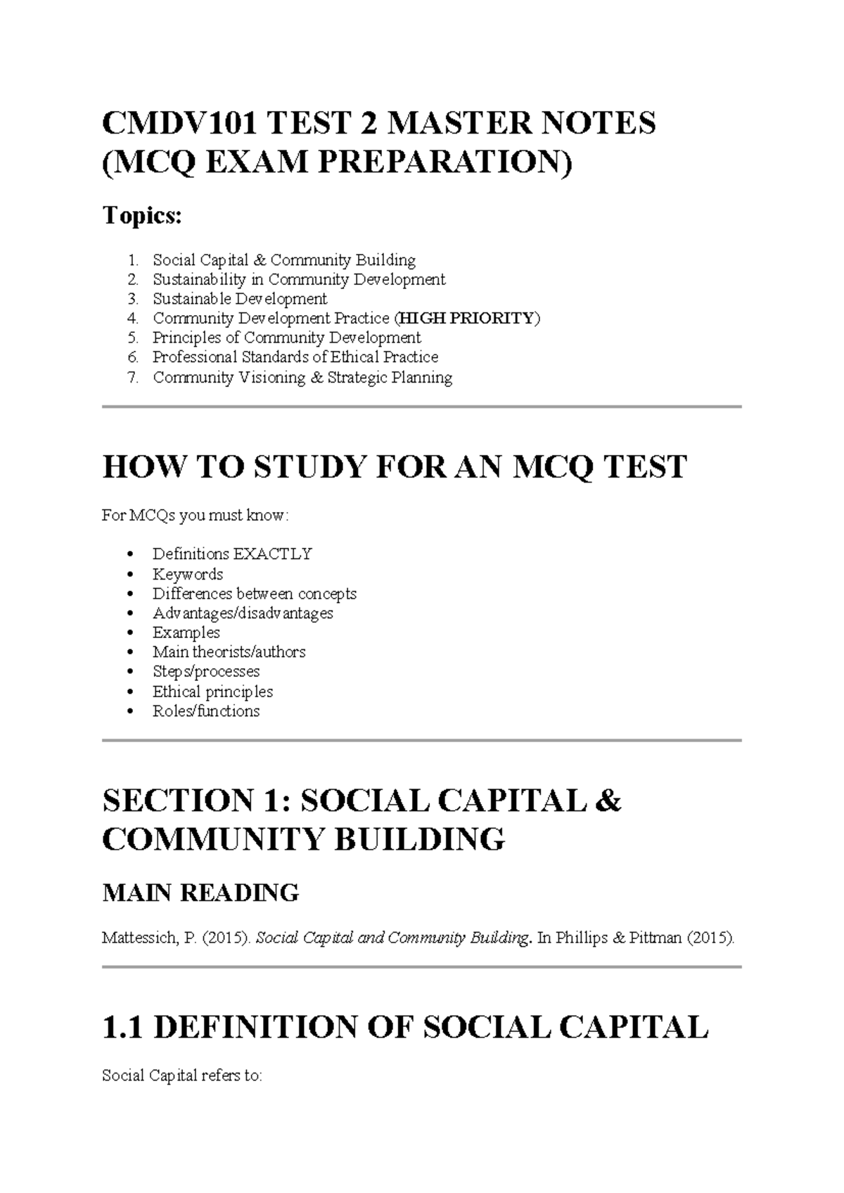 CMDV101 TEST 2 Master Notes for MCQ Exam Preparation - Studocu