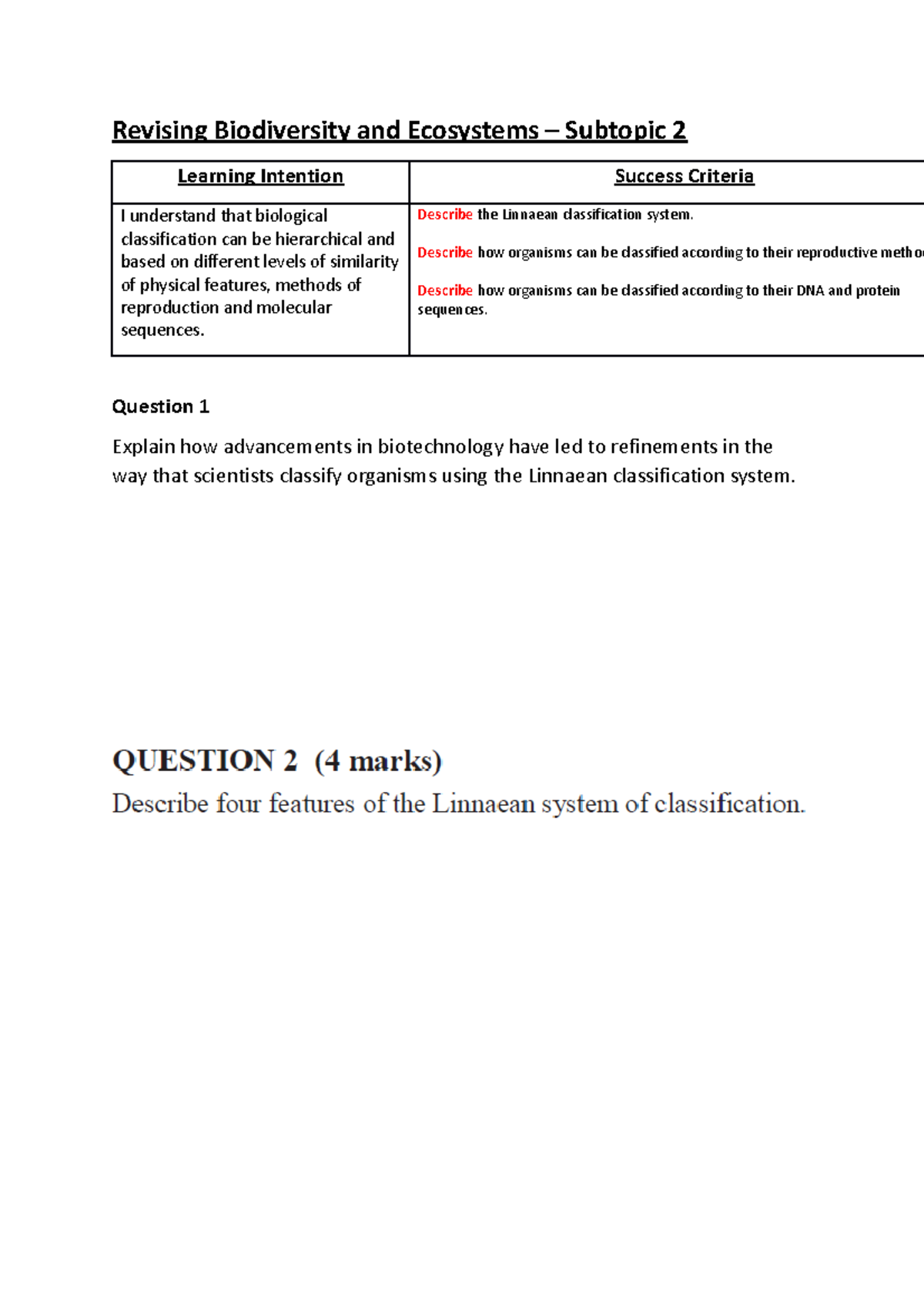 2 Revising Biodiversity and Ecosystems subtopic 2-2 - Revising ...