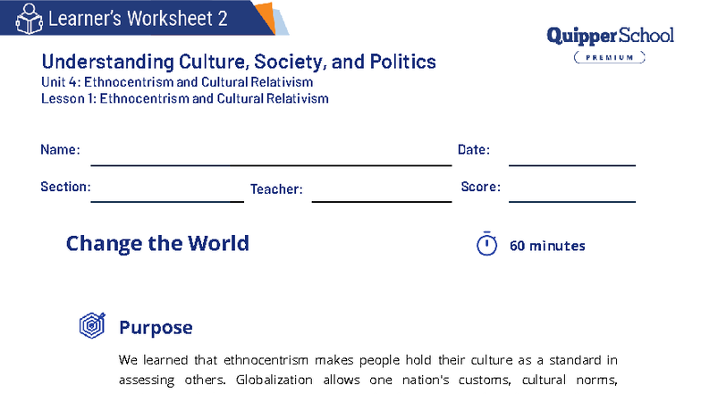 UCSP 11 12 Q1 0401 Ethnocentrism & Cultural Relativism Lesson 1 - Studocu