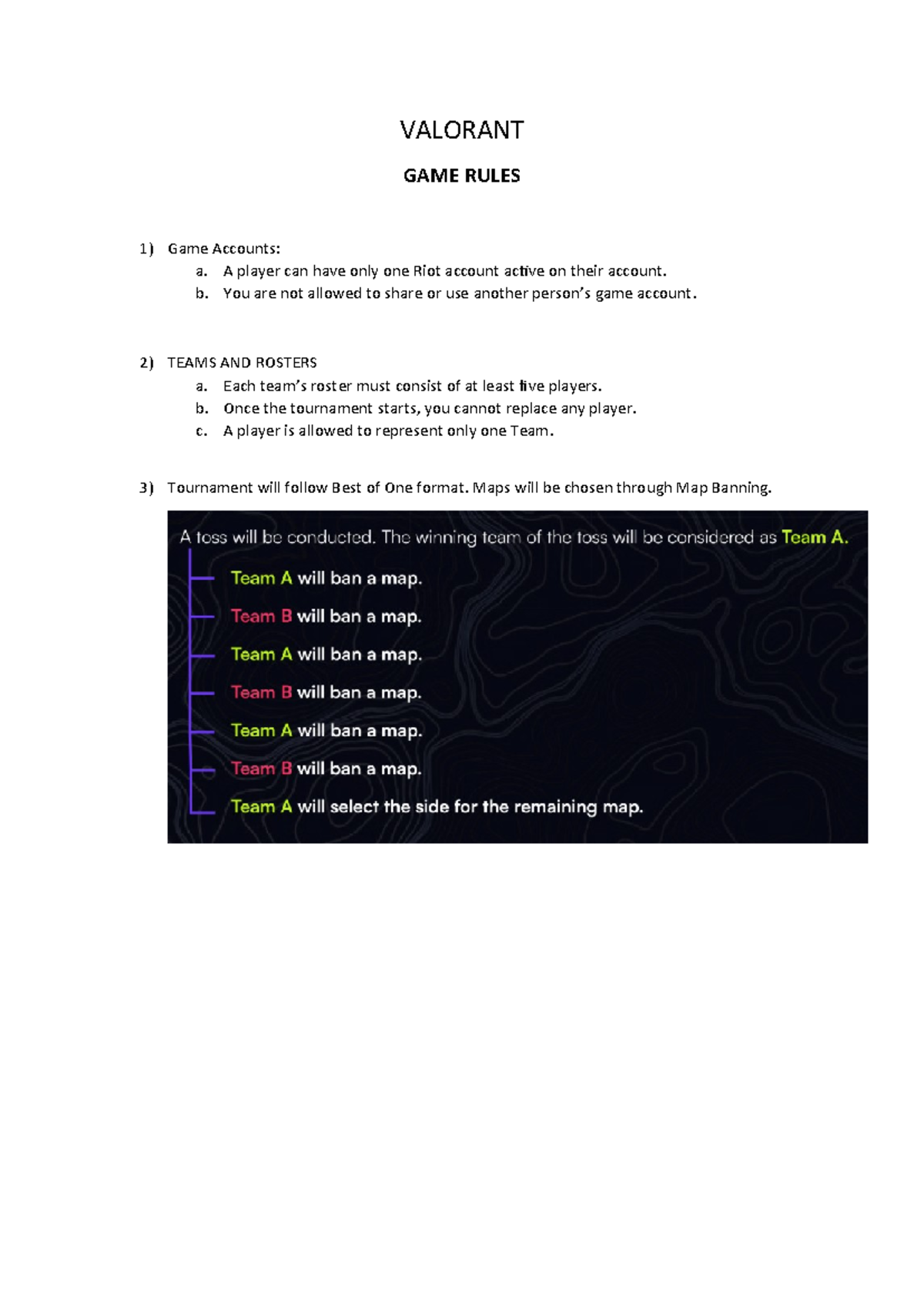 Copy of Valorant Rule Book - VALORANT GAME RULES 1) Game Accounts: a. A ...