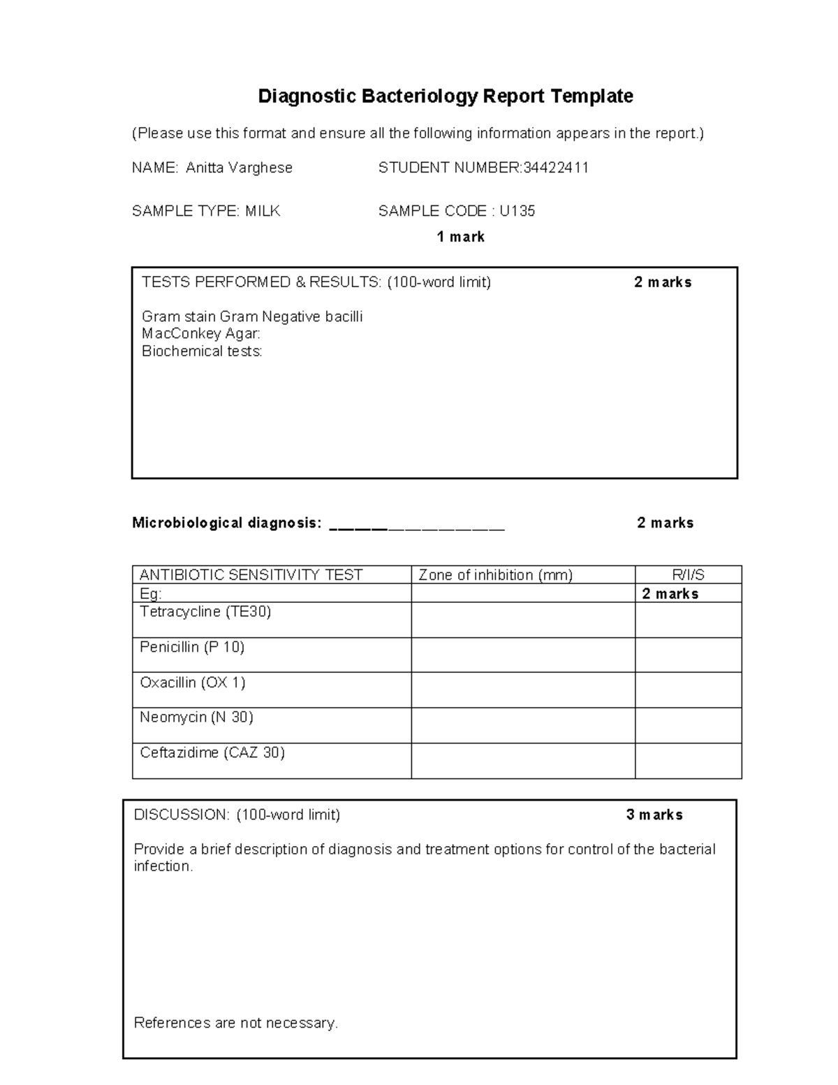 Diagnostic Bacteriology Report Marking Guide 2021 - Diagnostic ...