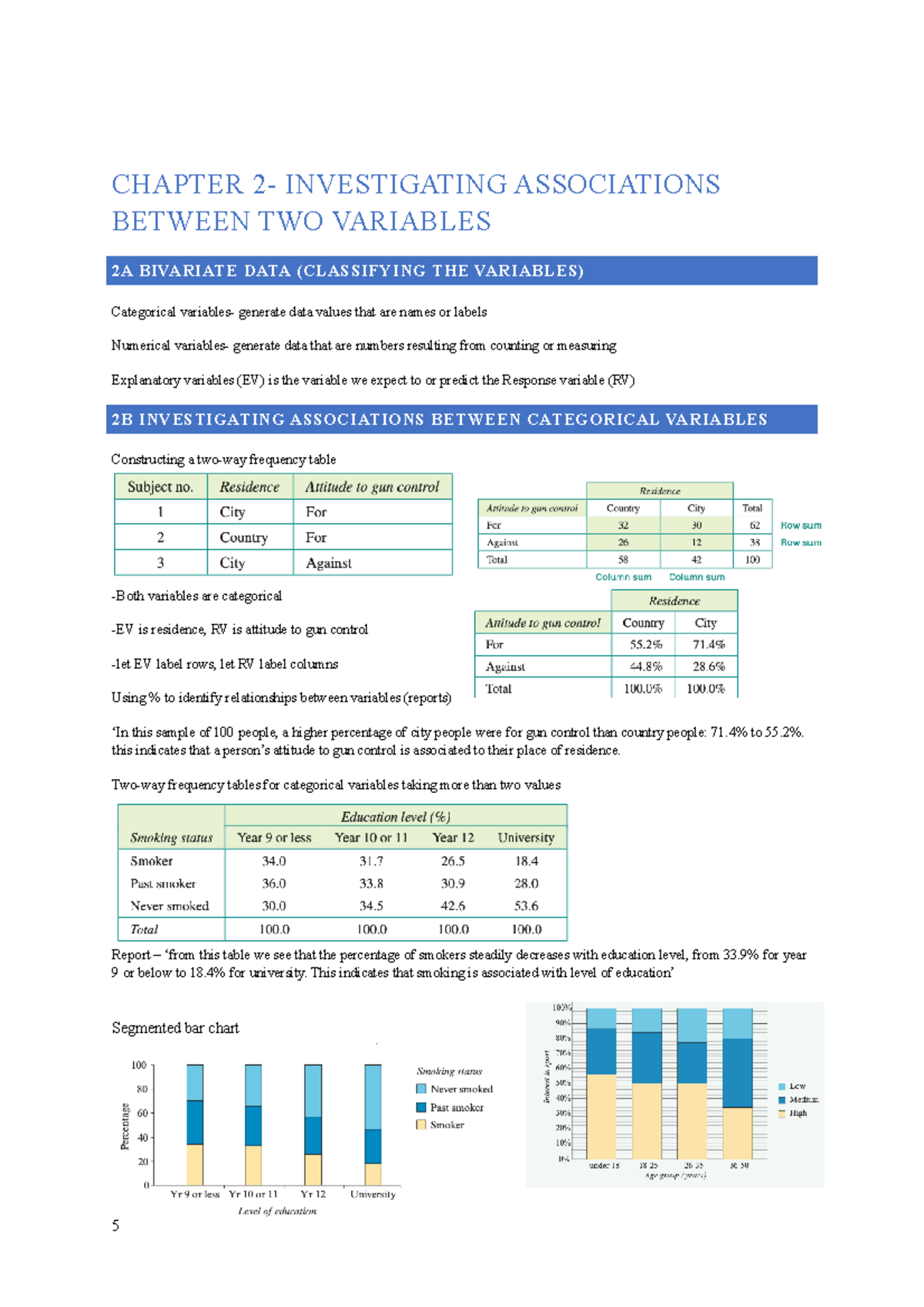 general Maths bound ref 2023 - CHAPTER 2- INVESTIGATING ASSOCIATIONS BETWEEN TWO VARIABLES 2A ...