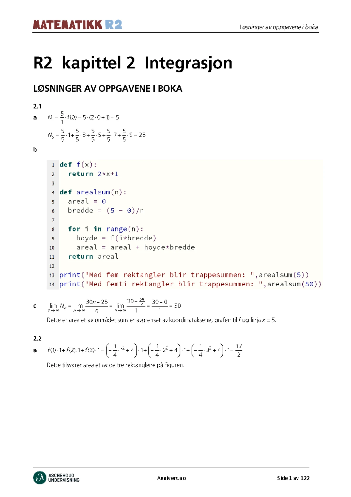Løsningsforslag Årsprøve R2 Vår 2025 - Uten hjelpemidler (Del 1) - Studocu