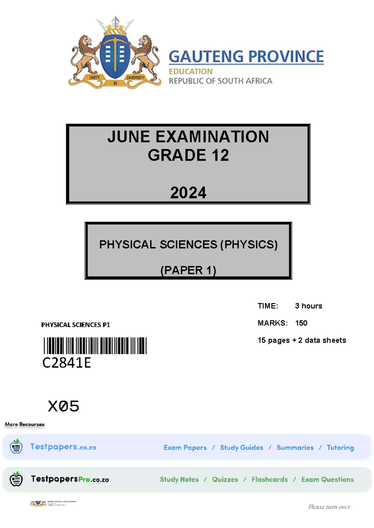 Grade 12 Physical Sciences P1 June 2024 Exam Question Paper - Studocu