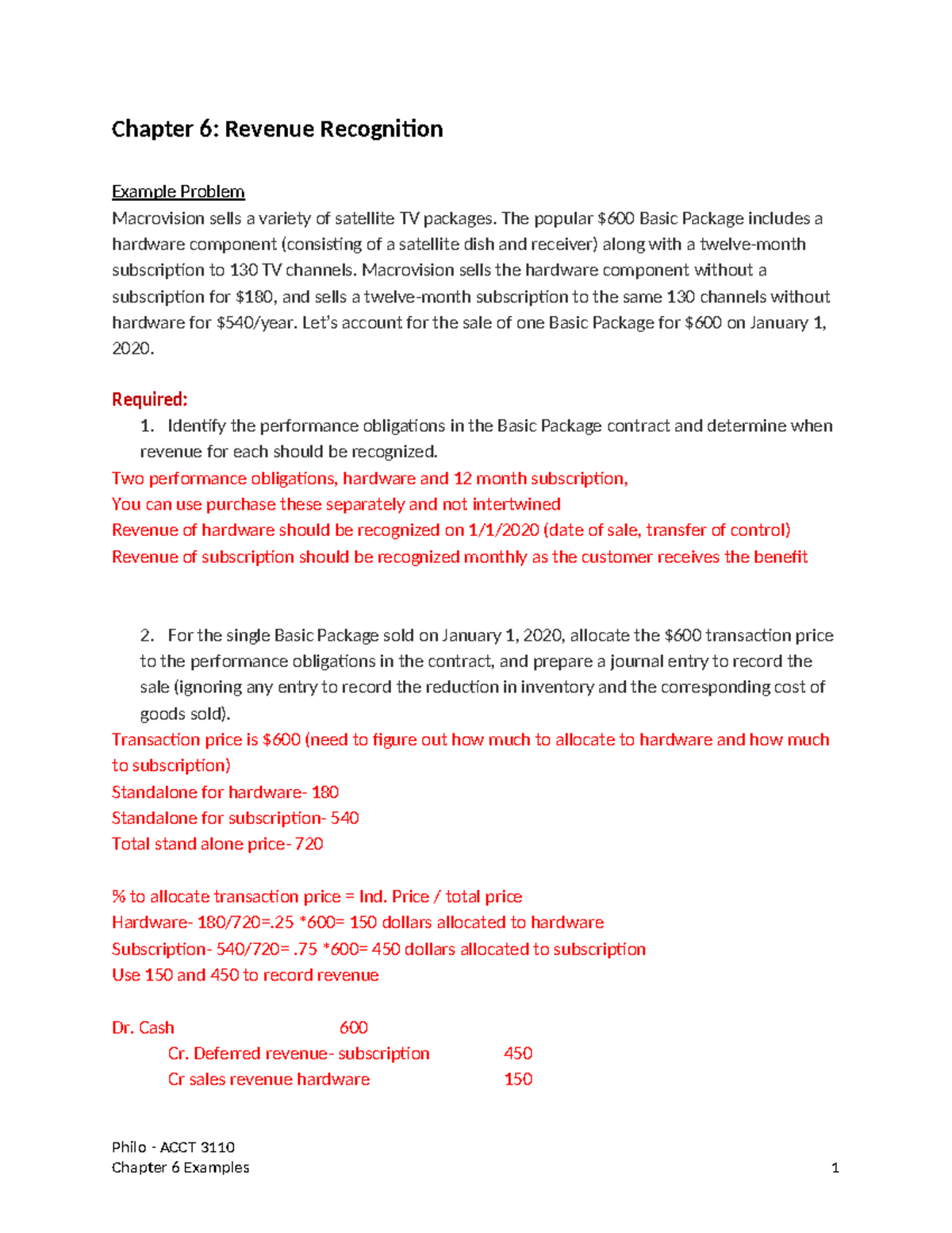 Chapter 6: Revenue Recognition Examples for ACCT 3110 - Studocu