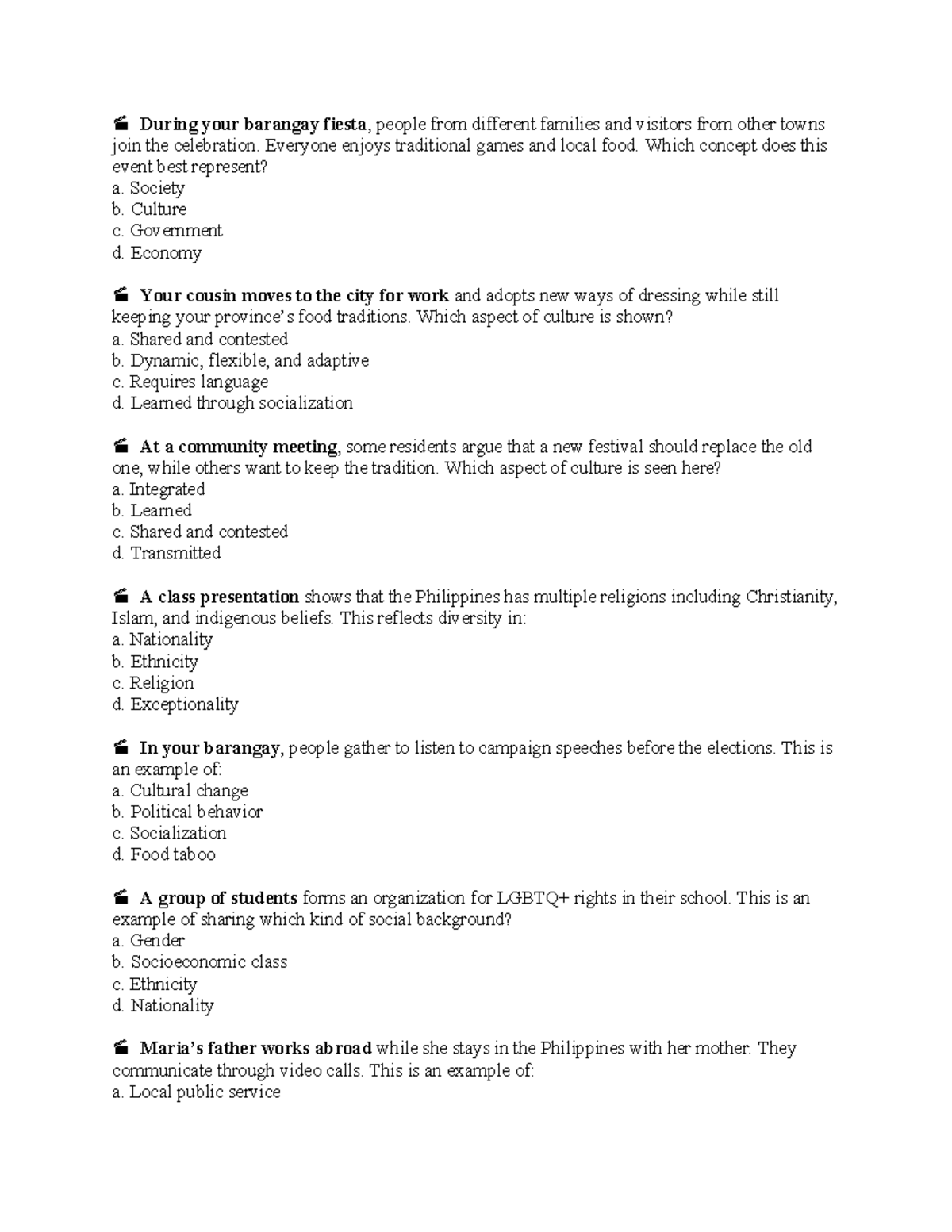 Uncul 2025 Final Exam - Culture and Society Concepts - Studocu