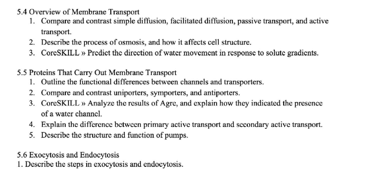 Final Exam Study Guide for ABC123: Membrane Transport Overview - Studocu