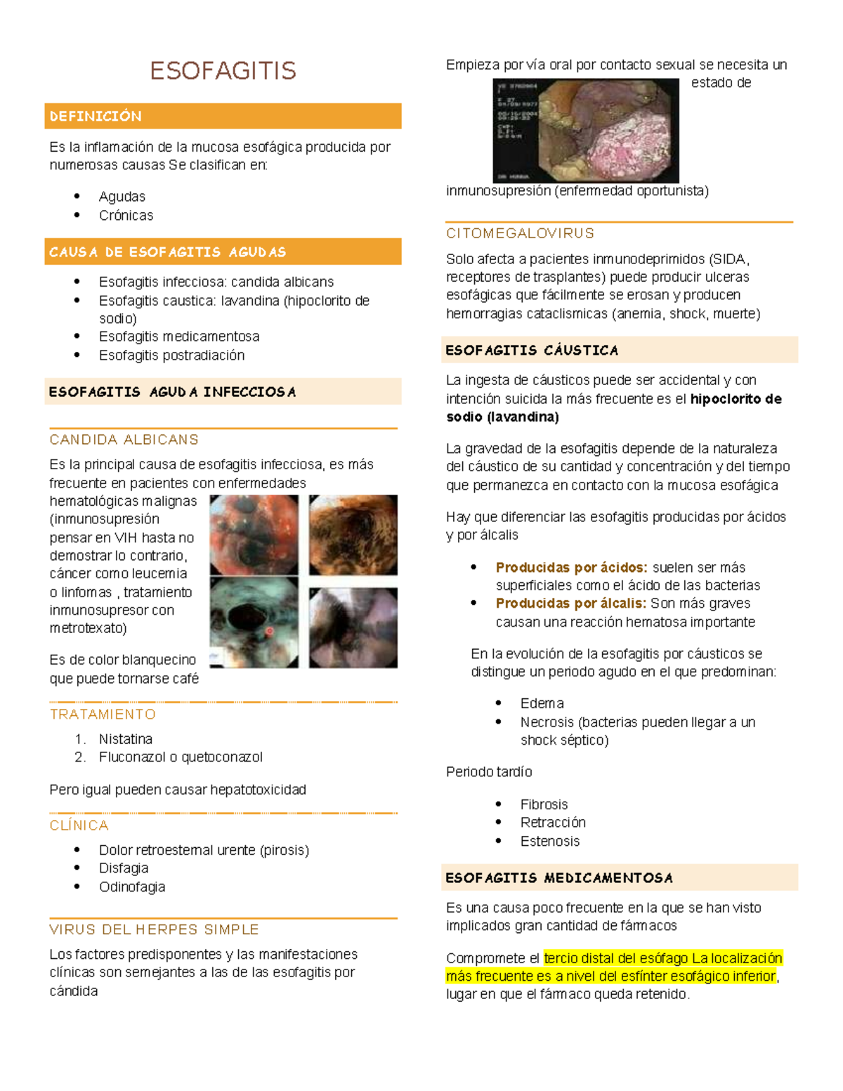 ESOF 101: Guía Completa sobre Esofagitis y sus Causas - Studocu