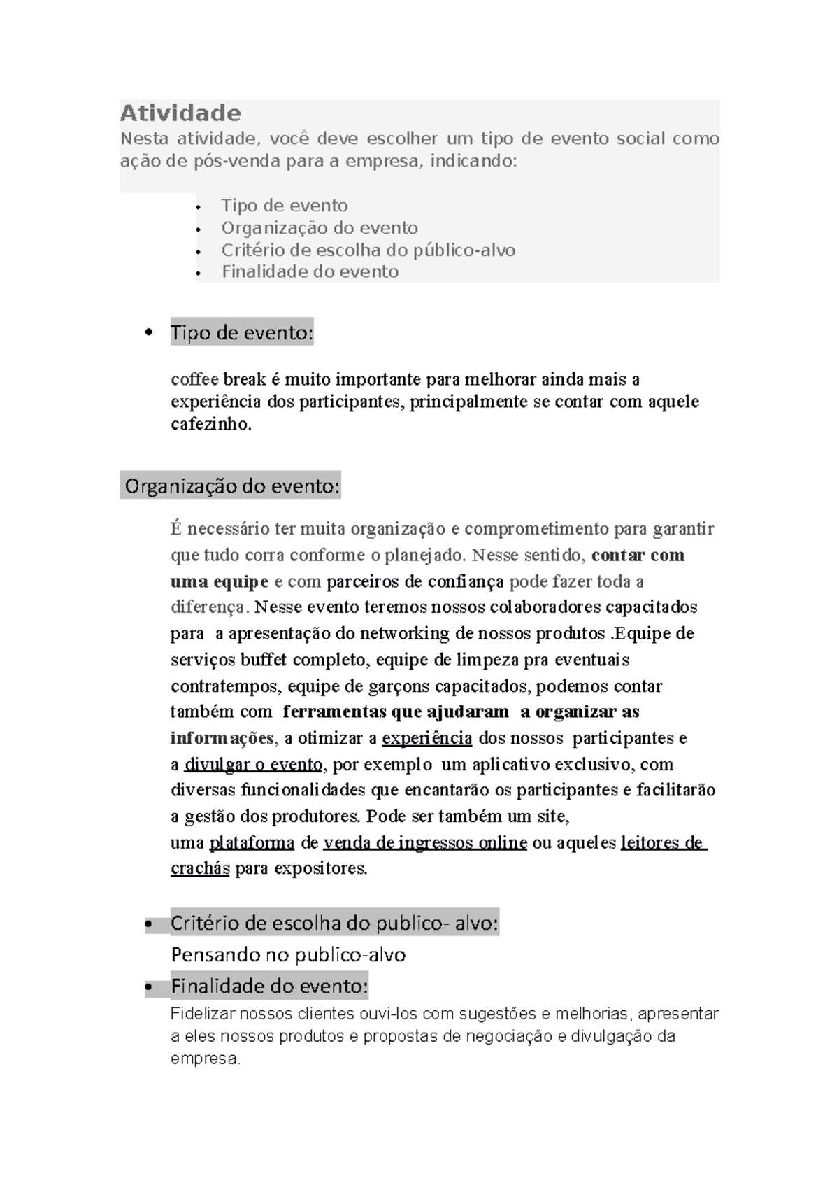 Atividade 4- coquetel - gggggggggggggg - Atividade Nesta atividade ...