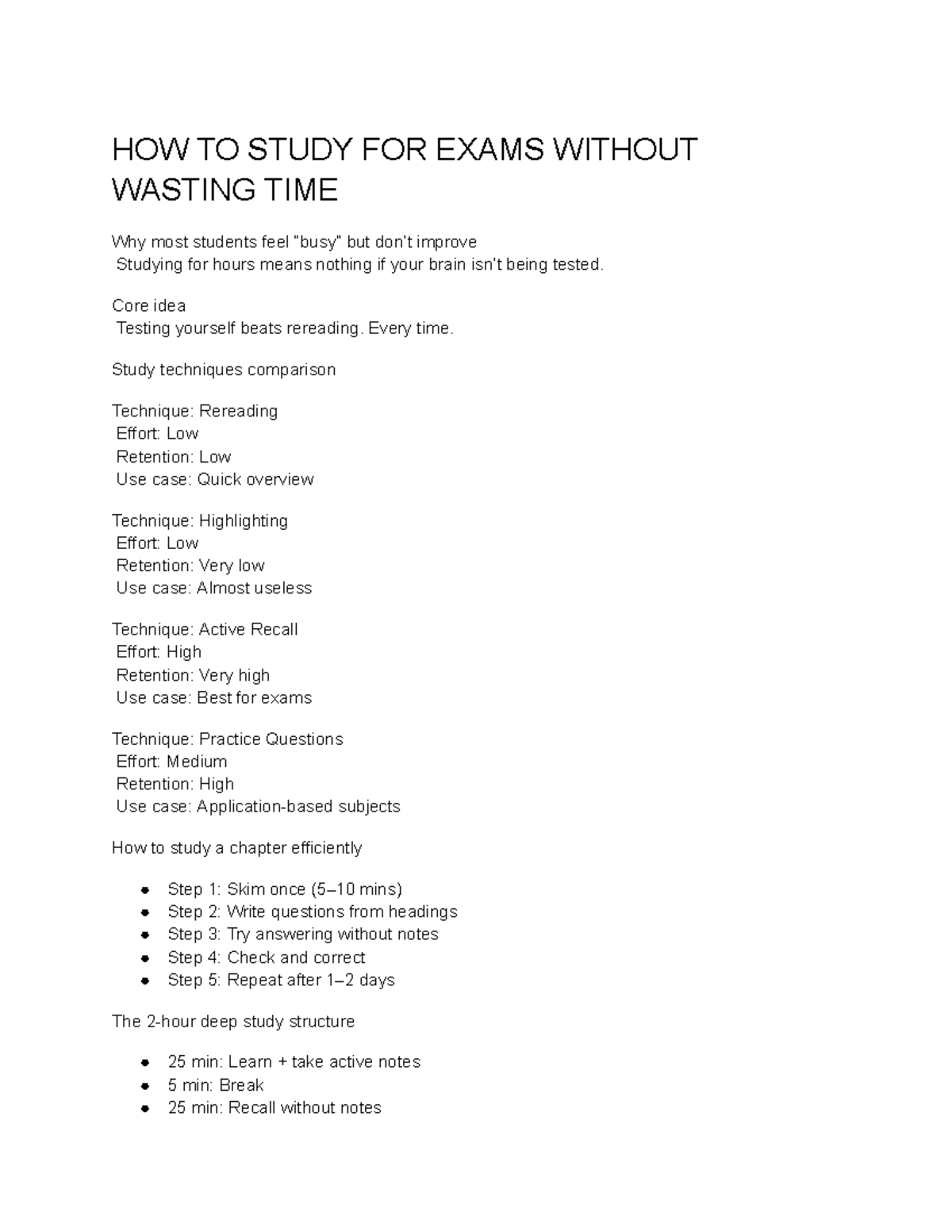 Effective Study Techniques for Exams: Active Recall & Practice - Studocu