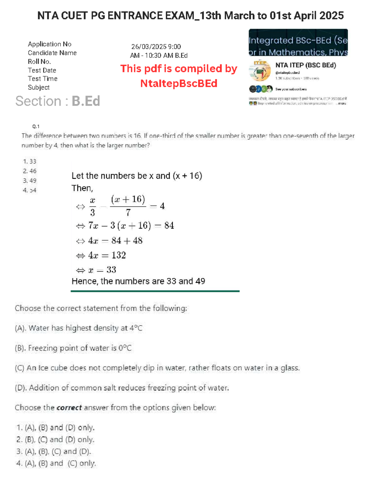 CUET PG B.Ed Entrance Exam: Understanding the Deductive Method - Studocu