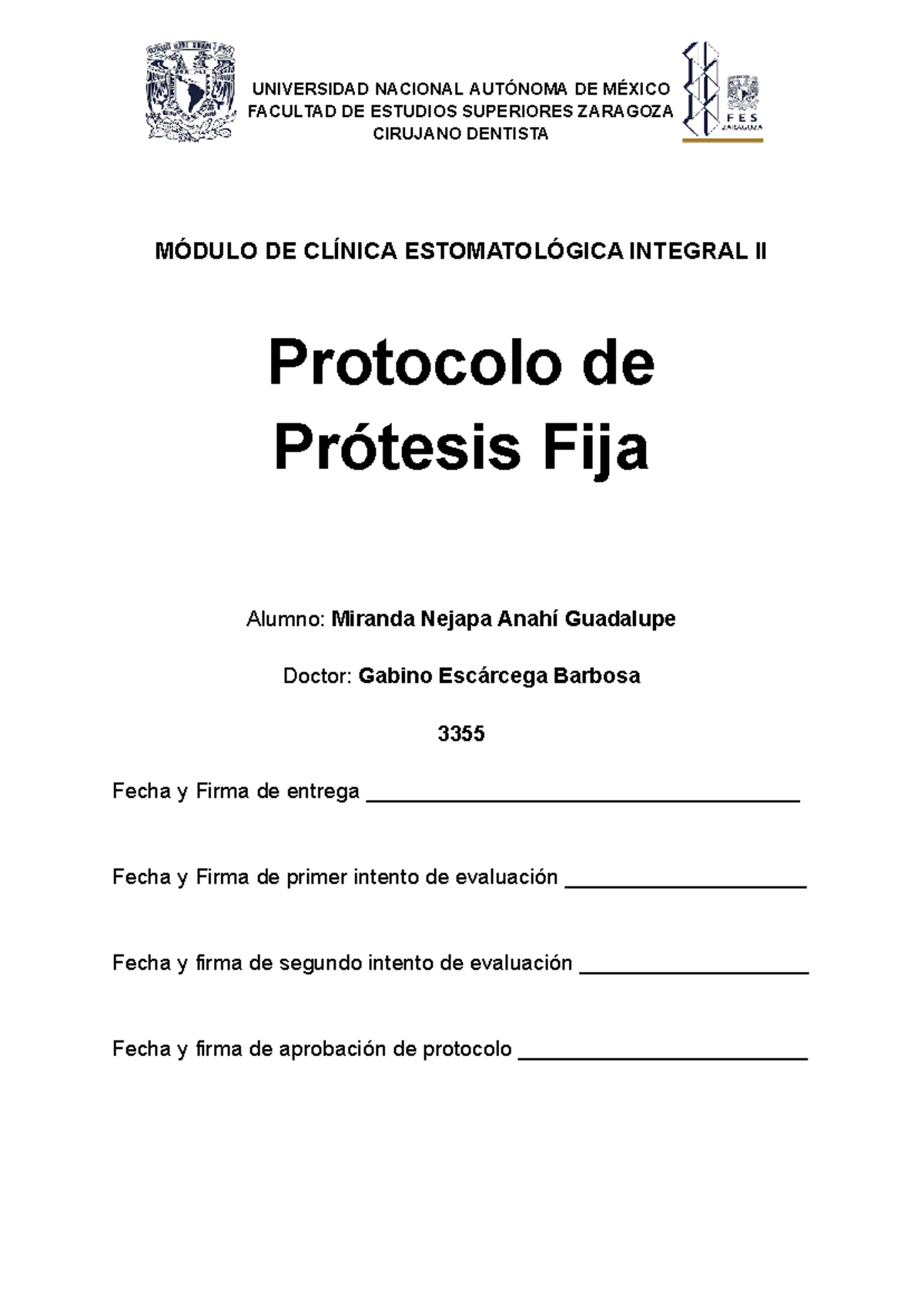 Protocolo de Prótesis Fija - Cirujano Dentista 3355 - Studocu