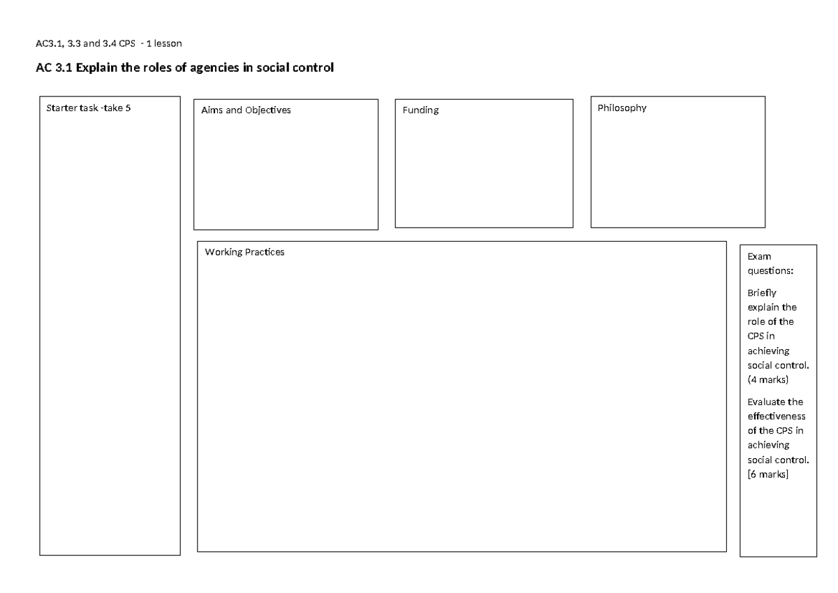 Cps - Worksheet - AC3, 3 and 3 CPS - 1 lesson AC 3 Explain the roles of ...