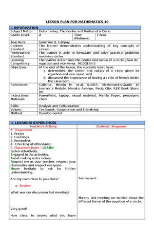 Integers 7 - lesson plan for grade 7 - TANGUB CITY GLOBAL COLLEGE ...
