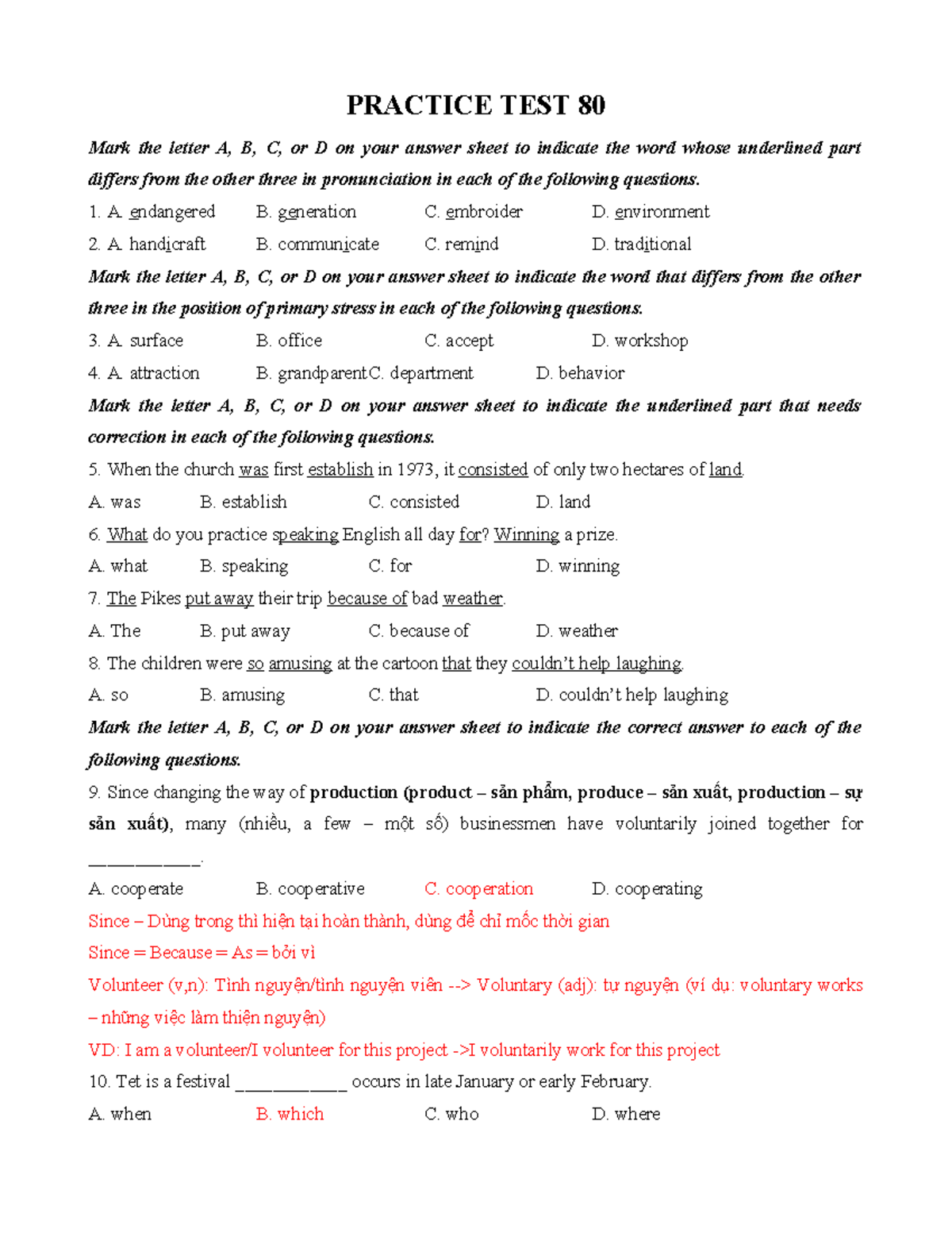 80. Practice TEST 80 - ềwdfgrgfđfg - PRACTICE TEST 80 Mark the letter A ...