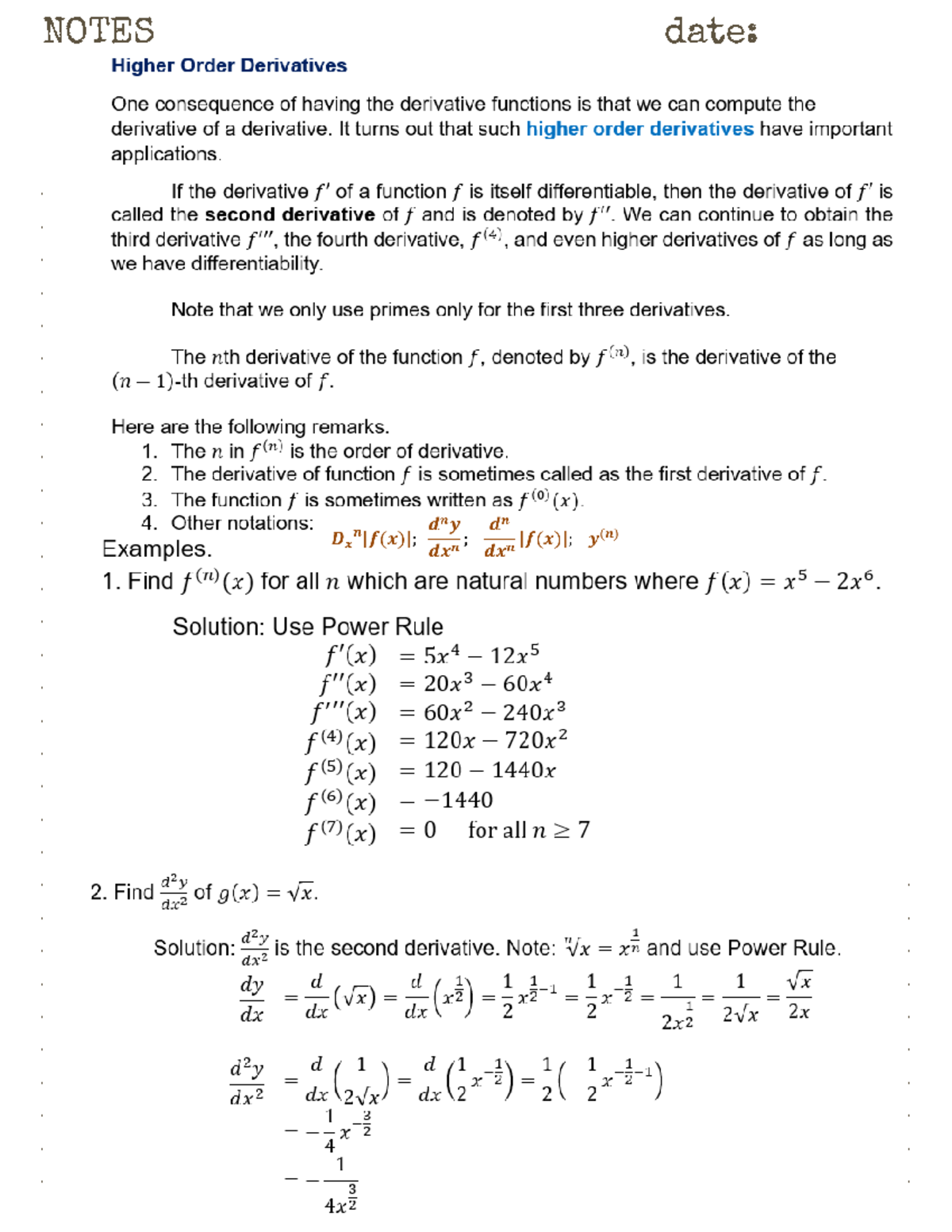 WEEK 4 Lecture Notes on Basic Calculus Concepts - Studocu