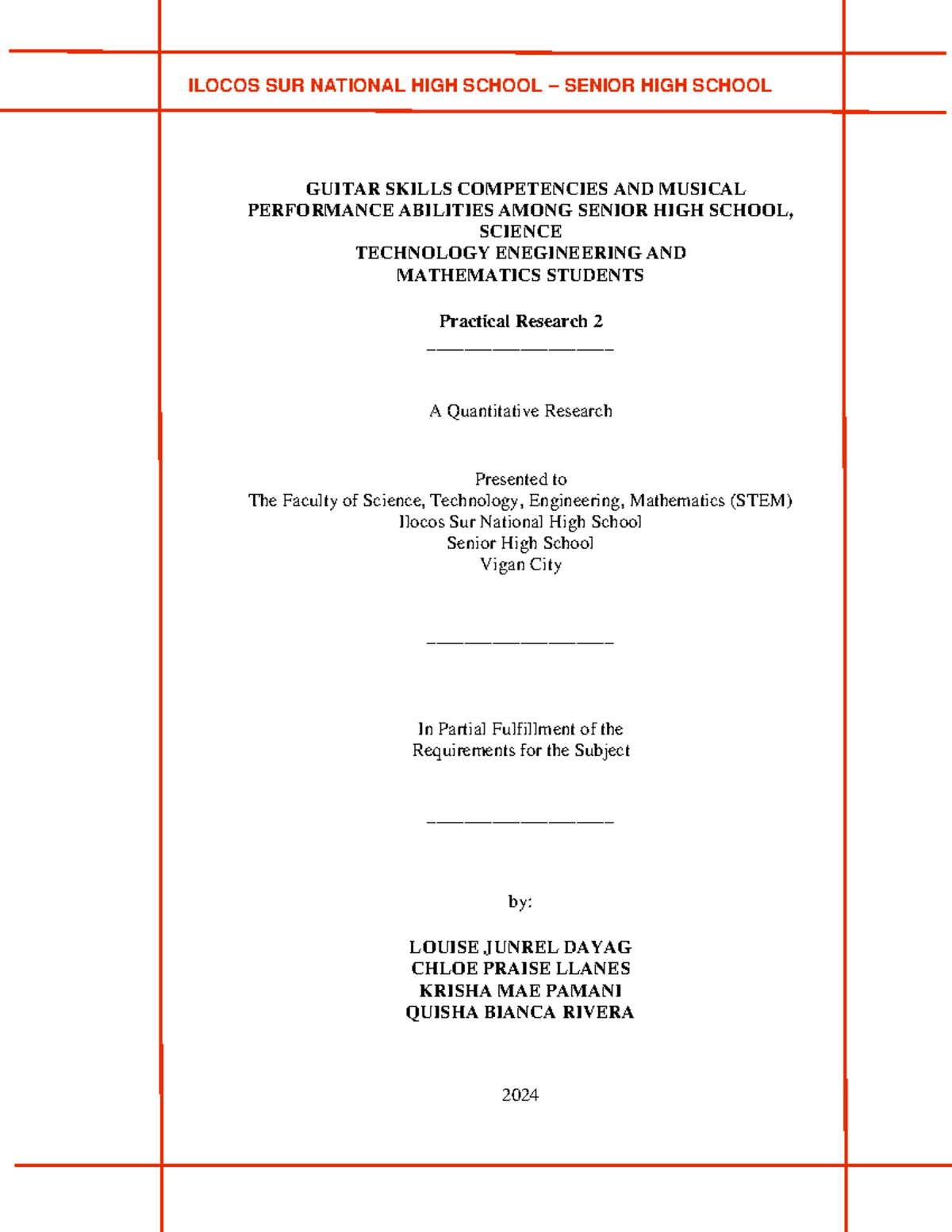 Guitar Skills Competencies & Performance Abilities Among SHS STEM ...