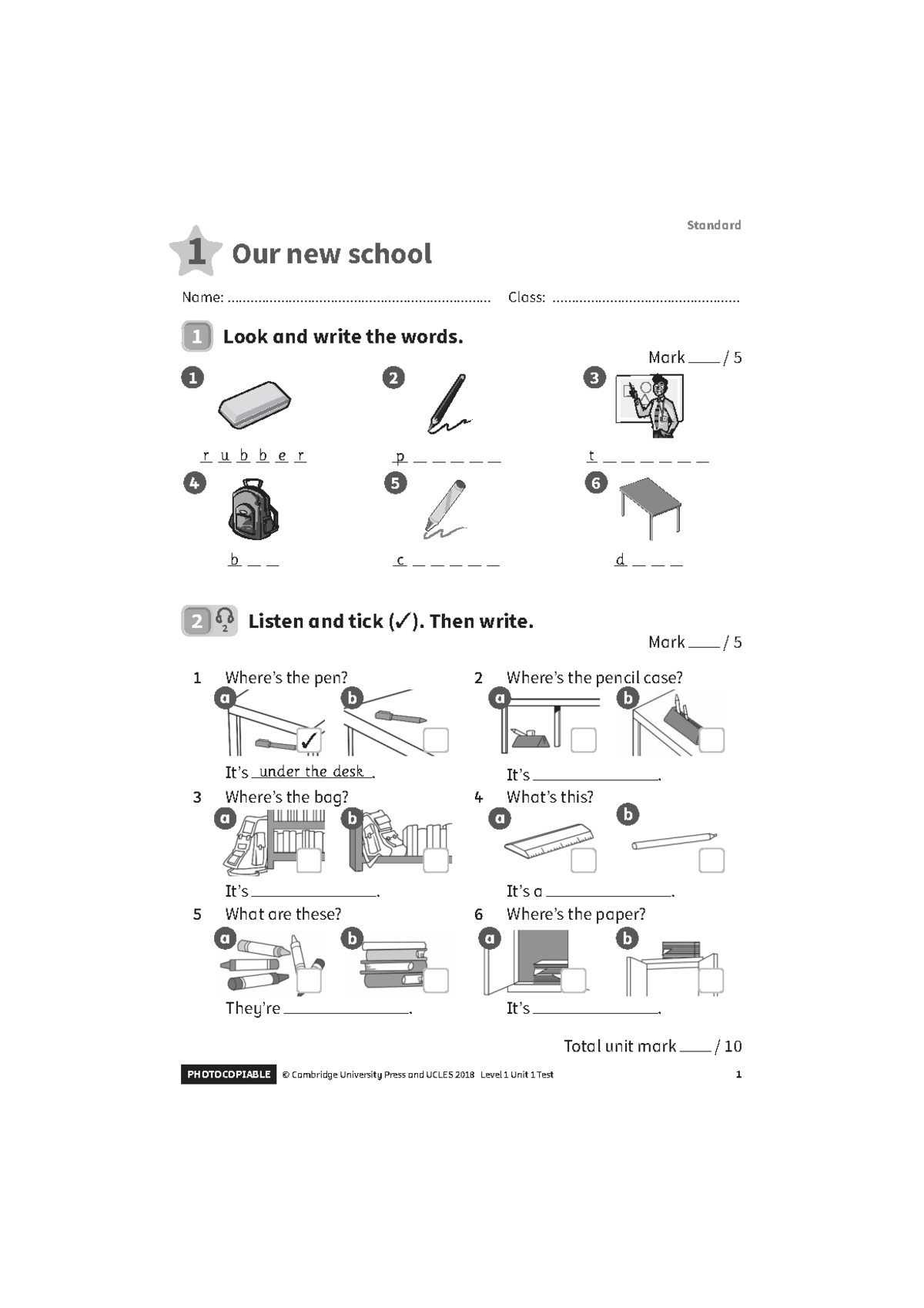 Power Up 1 Level 1 Review Units Test - Cambridge University Press - Studocu