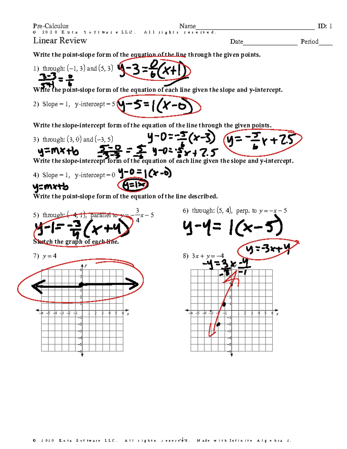 Linear Review: Equation of Lines and Graphing Techniques - Studocu