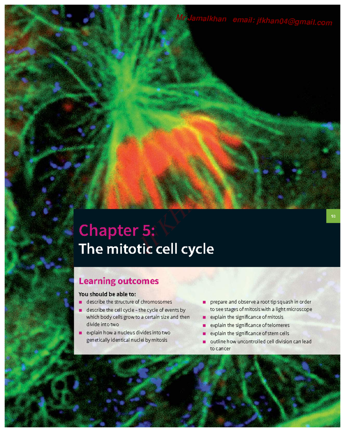 JFK Mitotic cycle bkext Jones yr21 - Chapter 1: Cell structure Chapter ...